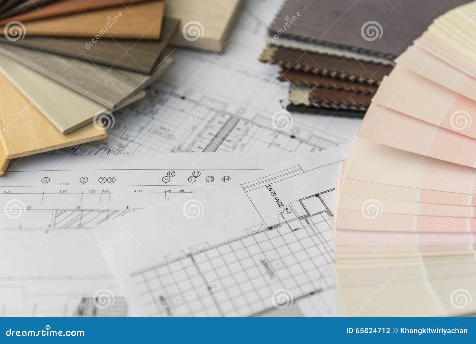 Interior Drawing with Material Color Scheme Stock Photo - Image of ...