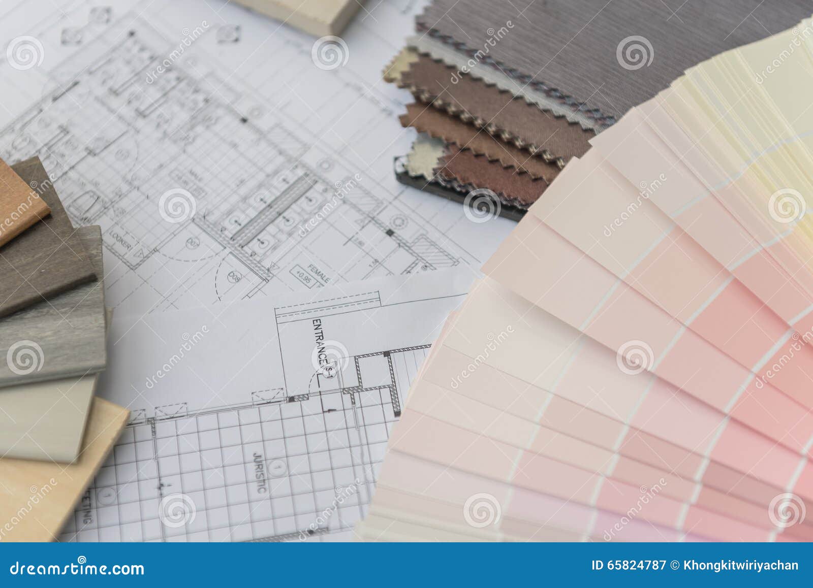 Interior Drawing with Material Color Scheme Stock Image - Image of ...