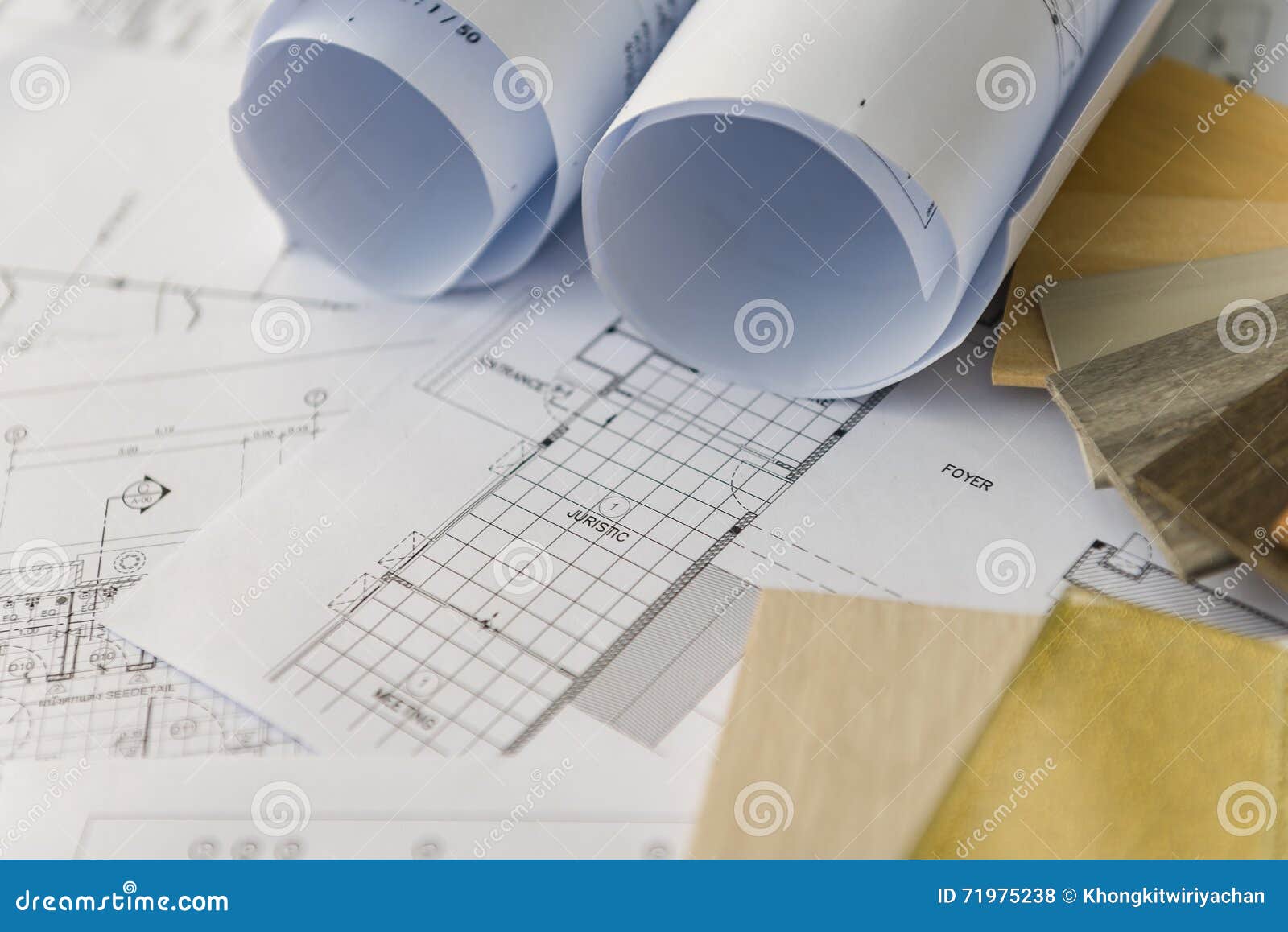 Interior Drawing with Material Color Scheme Stock Photo - Image of ...