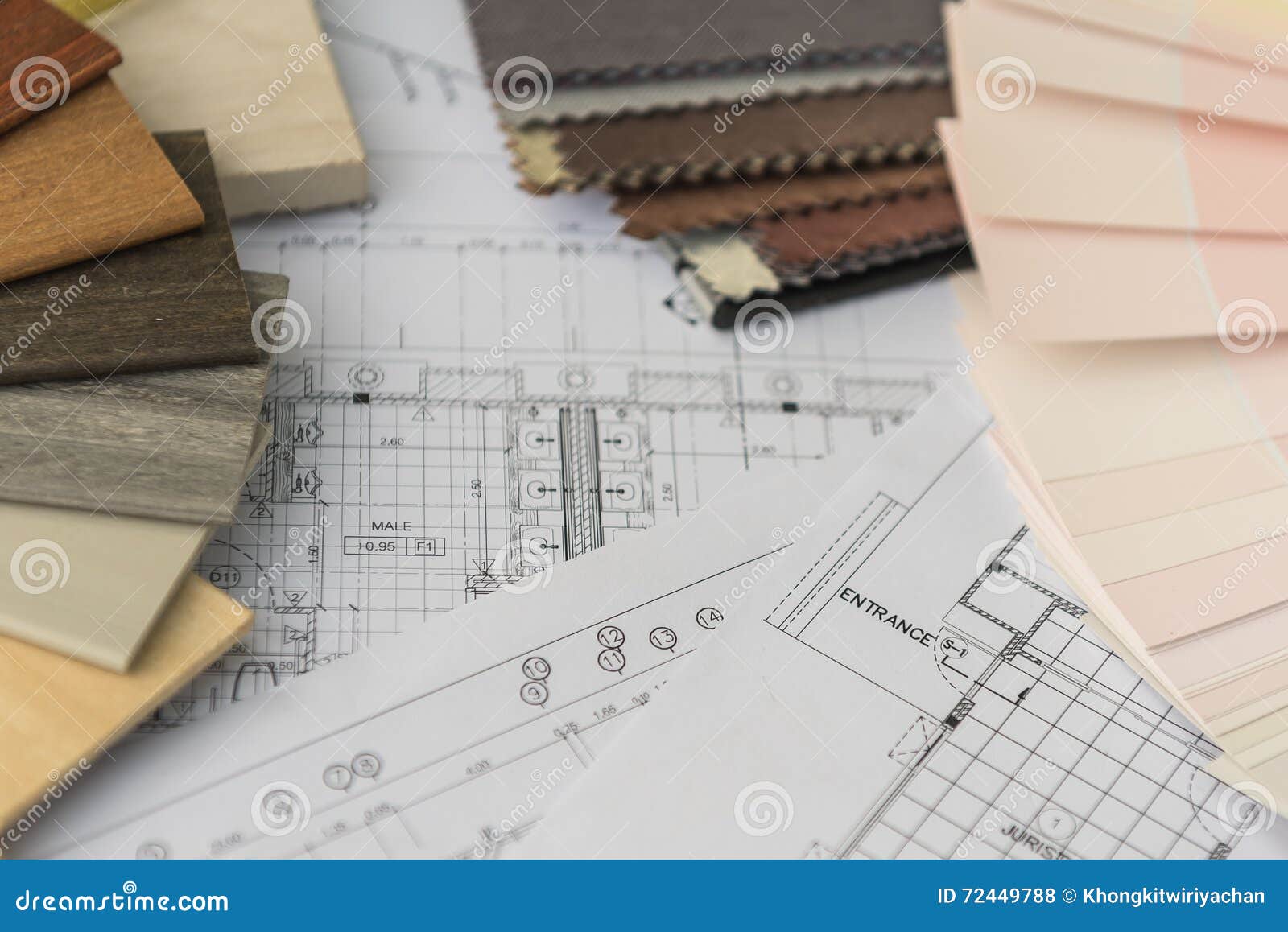 Interior Drawing with Material Color Scheme Stock Photo - Image of ...