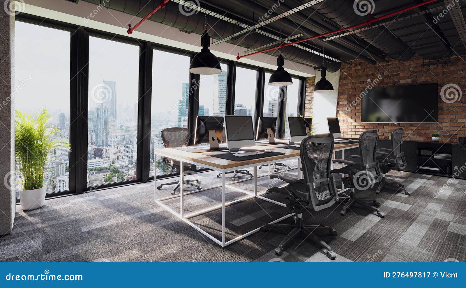 Interior of dream office stock illustration. Illustration of office ...