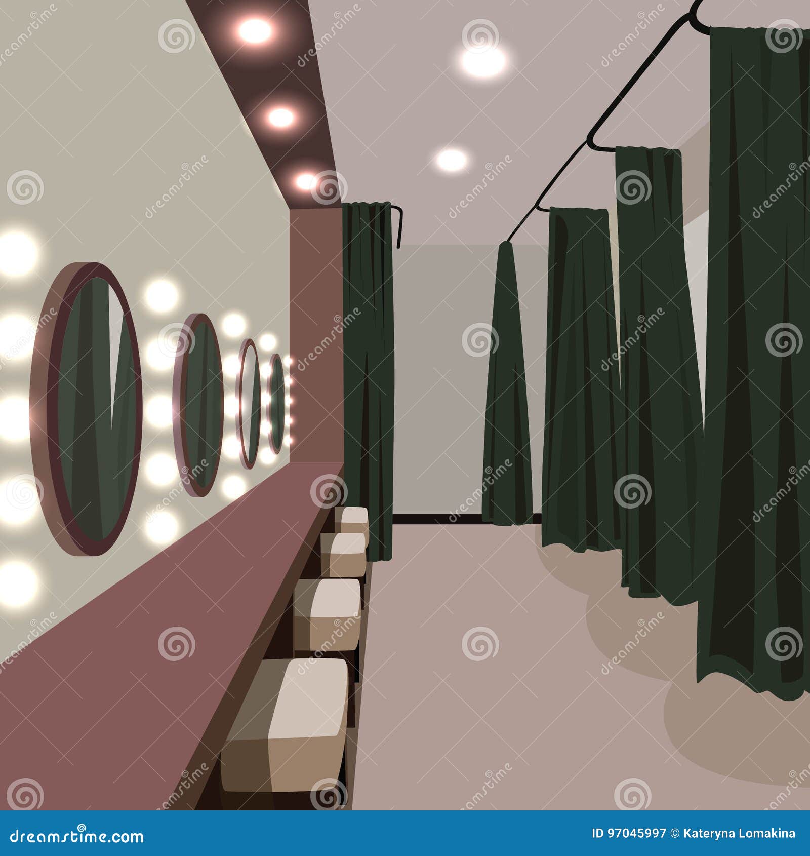 Interior Dressing Room Cartoon. Stock Vector - Illustration of closet ...