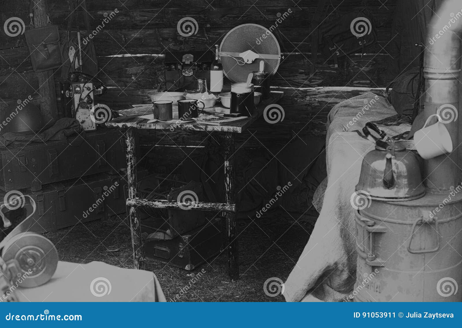 Interior Of Dugout Soviet Soldiers During Second World War ...