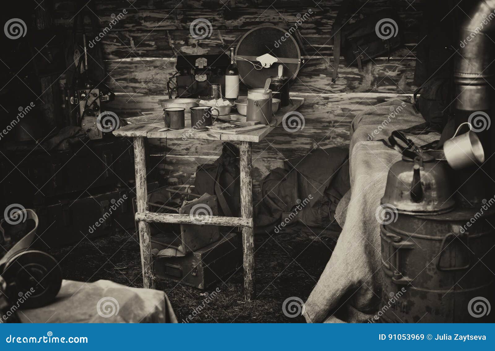 Interior Of Dugout Soviet Soldiers During Second World War ...