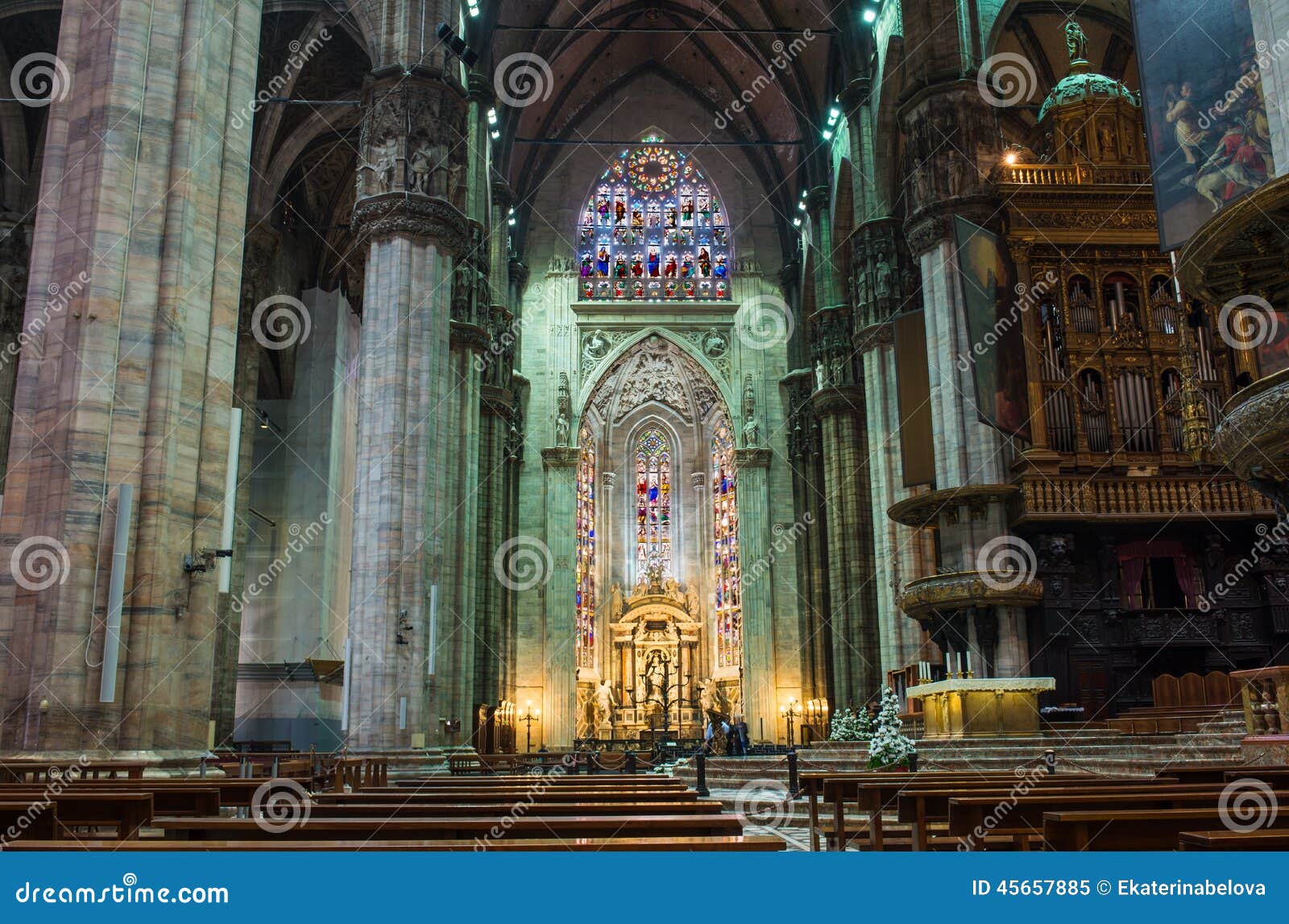 Interior of Duomo (Cathedral) in Milan Stock Image - Image of large ...