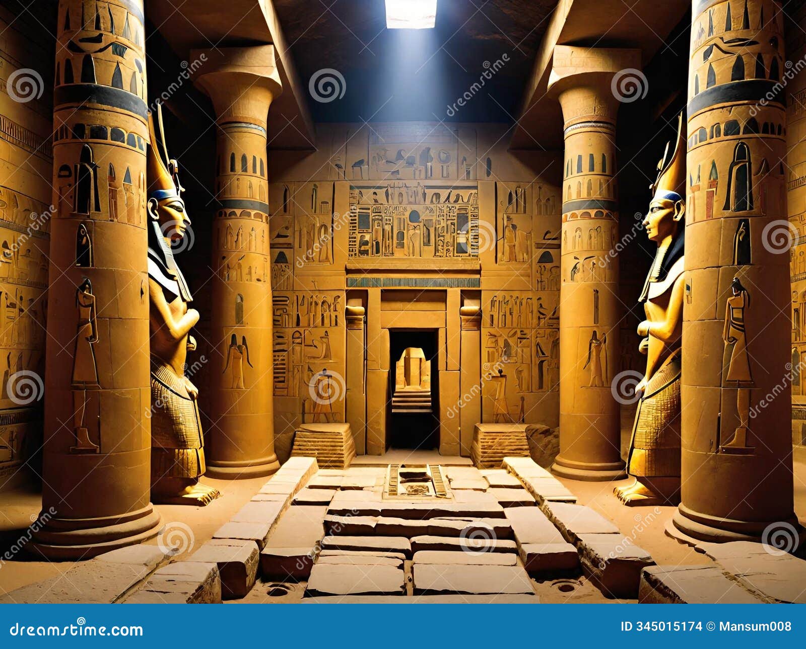 The Interior of the Egyptian Temple in Egypt Stock Illustration ...