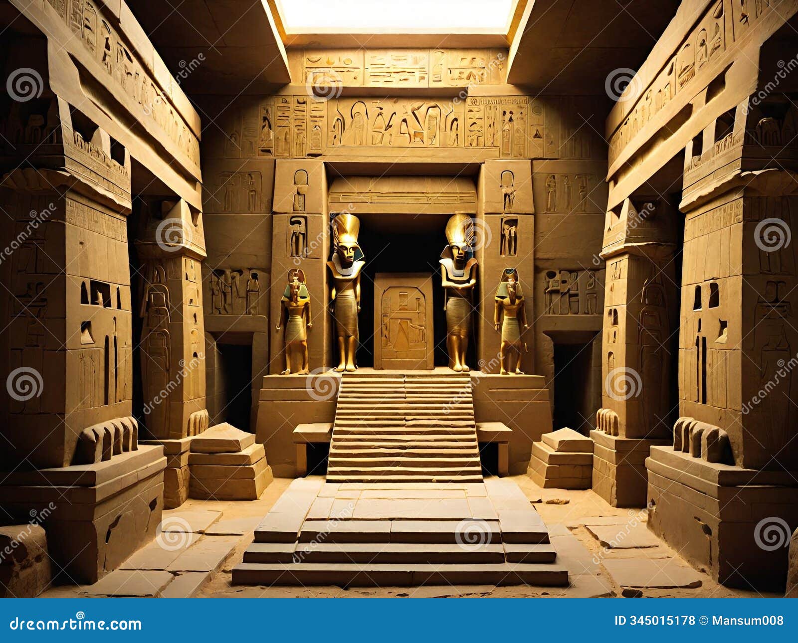 The Interior of the Egyptian Temple in Egypt Stock Illustration - Illustration of antique ...