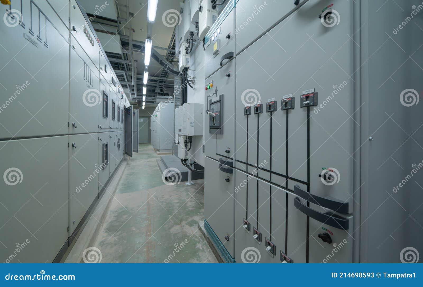 Interior of Electrical Room. Power Energy Motor Machinery Cabinets in ...