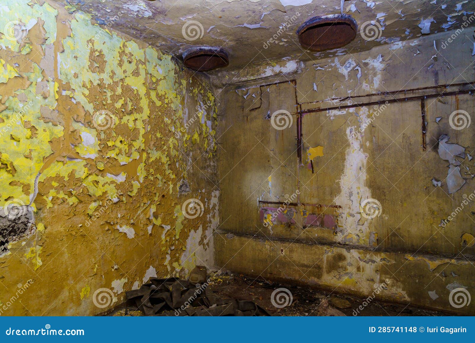 Interior Element of a Destroyed Abandoned Military Bunker. Background ...