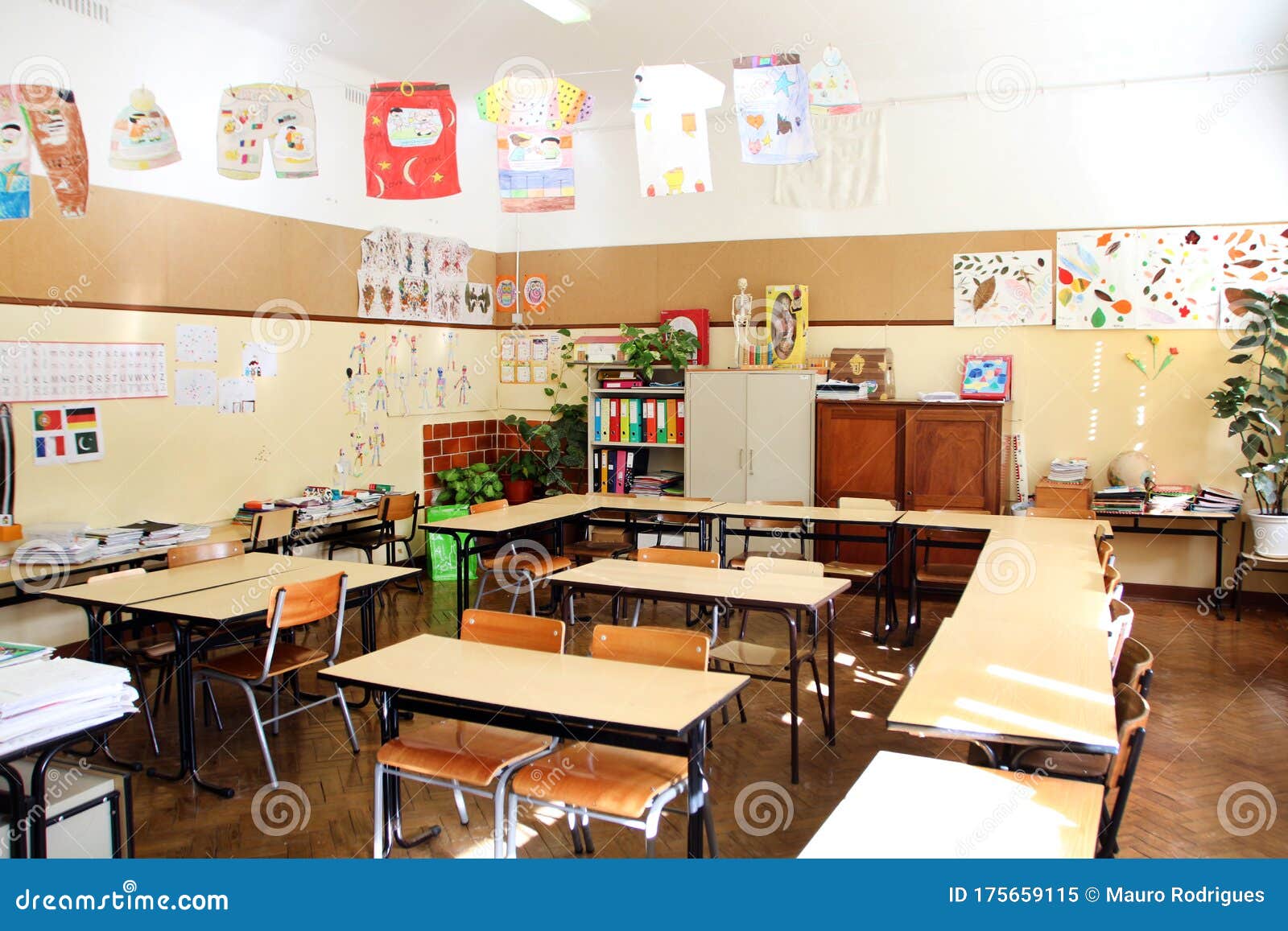Interior of Elementary School Stock Image - Image of activities, board ...