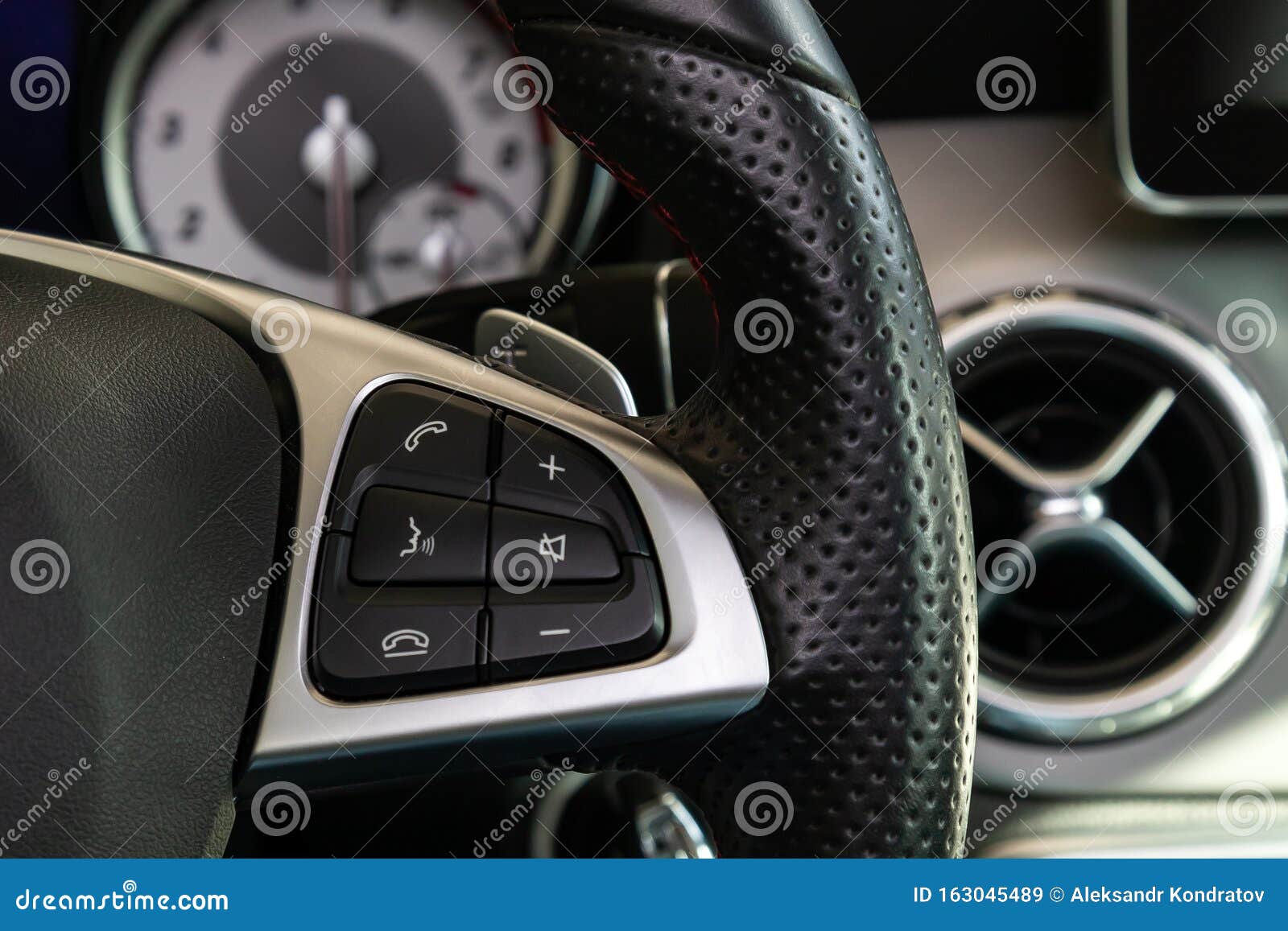 The Interior Elements of a New Expensive Business Car Inside with ...