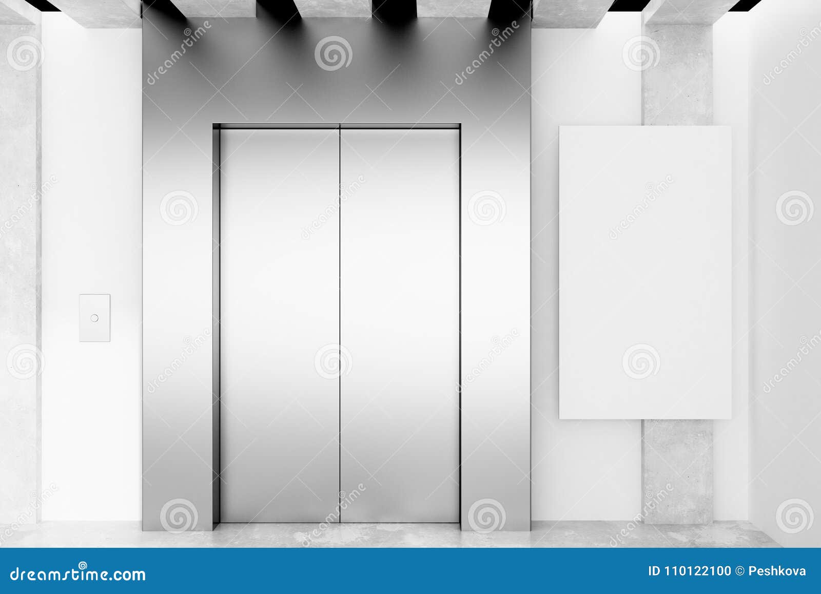 Interior with Elevator and Poster Stock Illustration - Illustration of ...