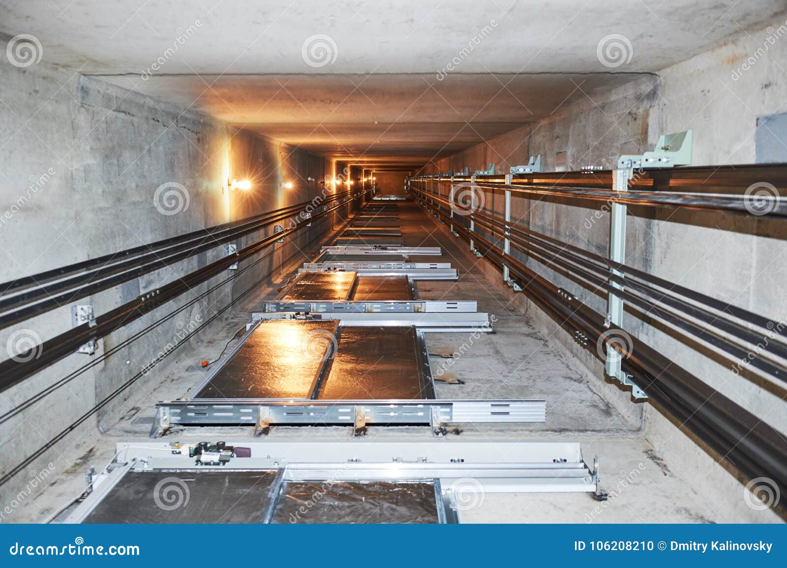 Elevator in lift shaft stock photo. Image of builder - 106208210