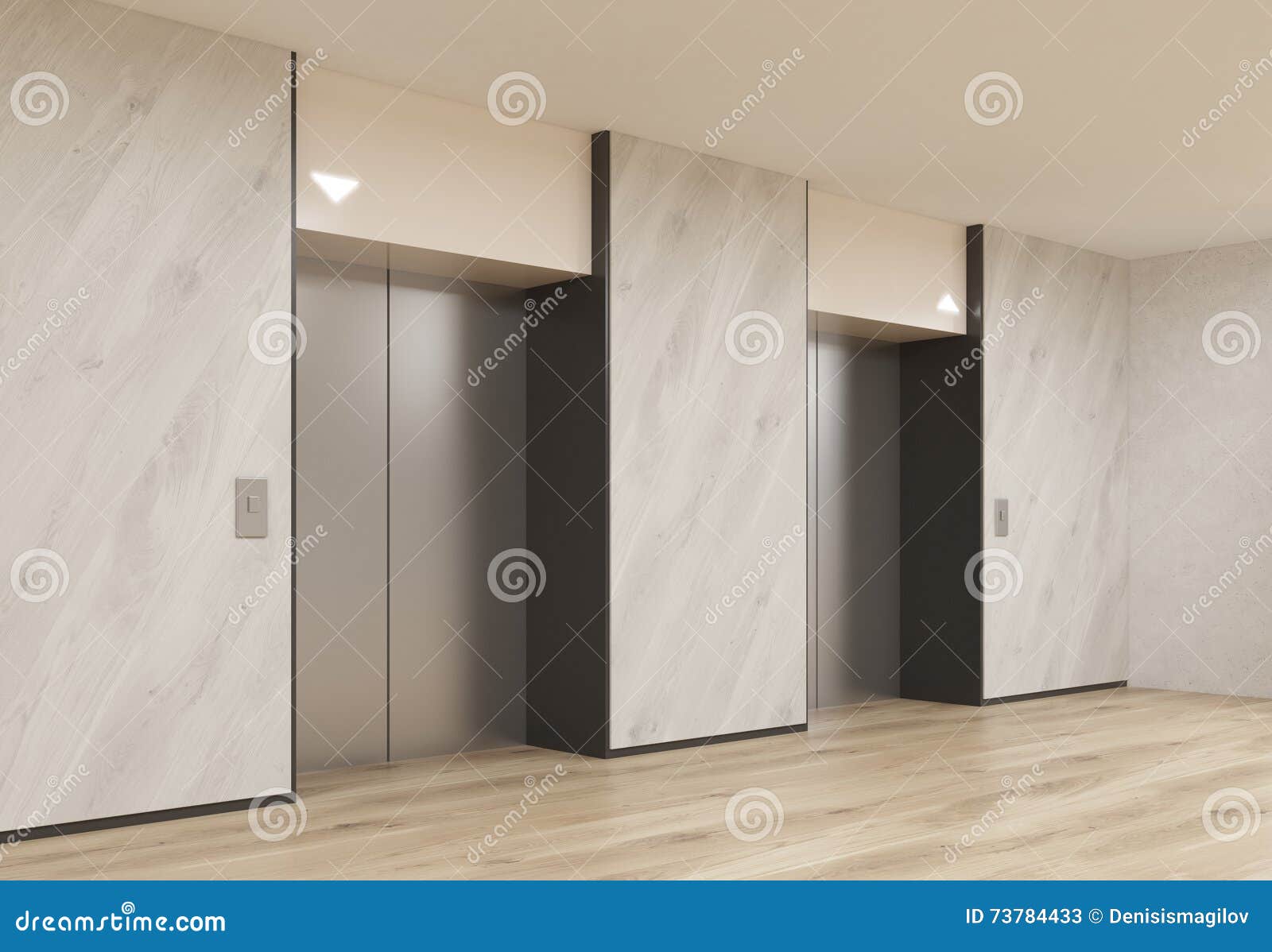 Interior with elevators stock illustration. Illustration of hallway ...