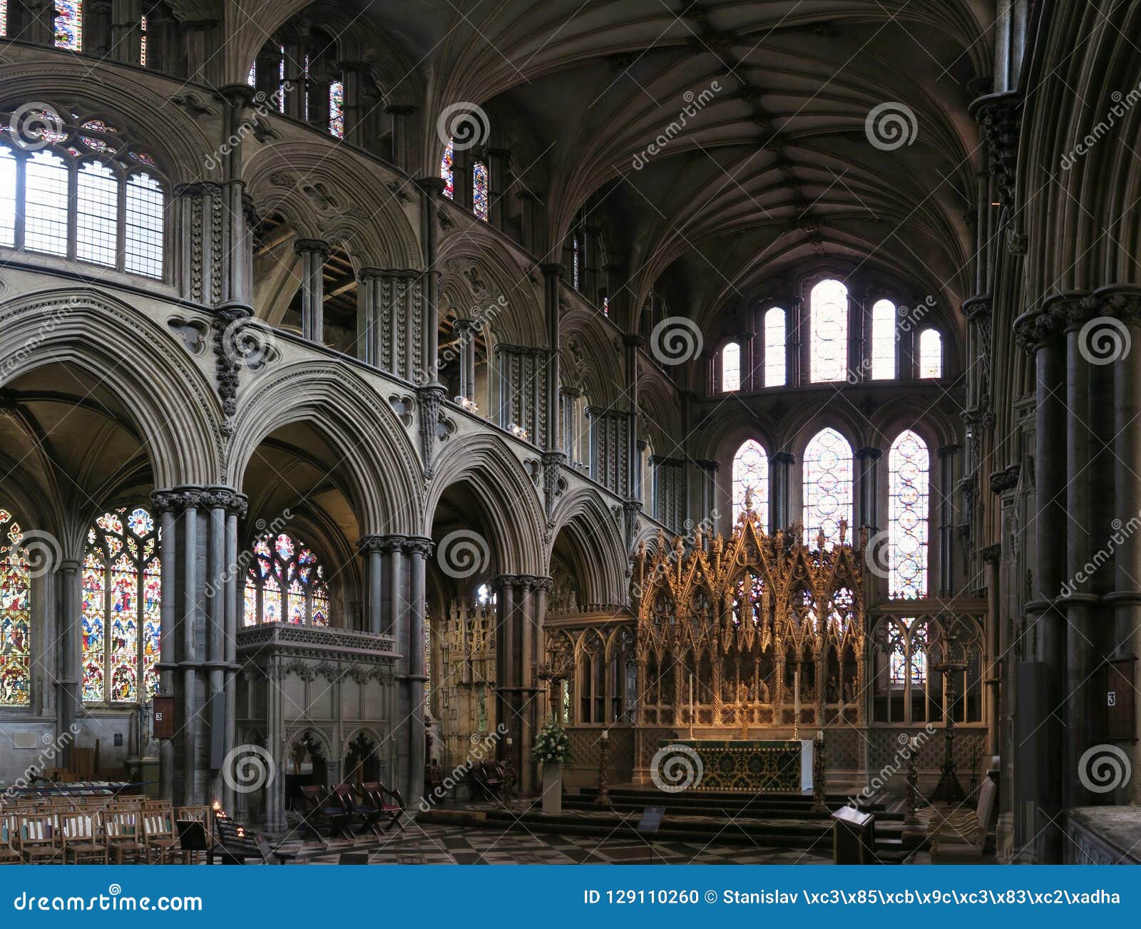 Interior of Ely Cathedral in England Stock Photo - Image of gothic ...