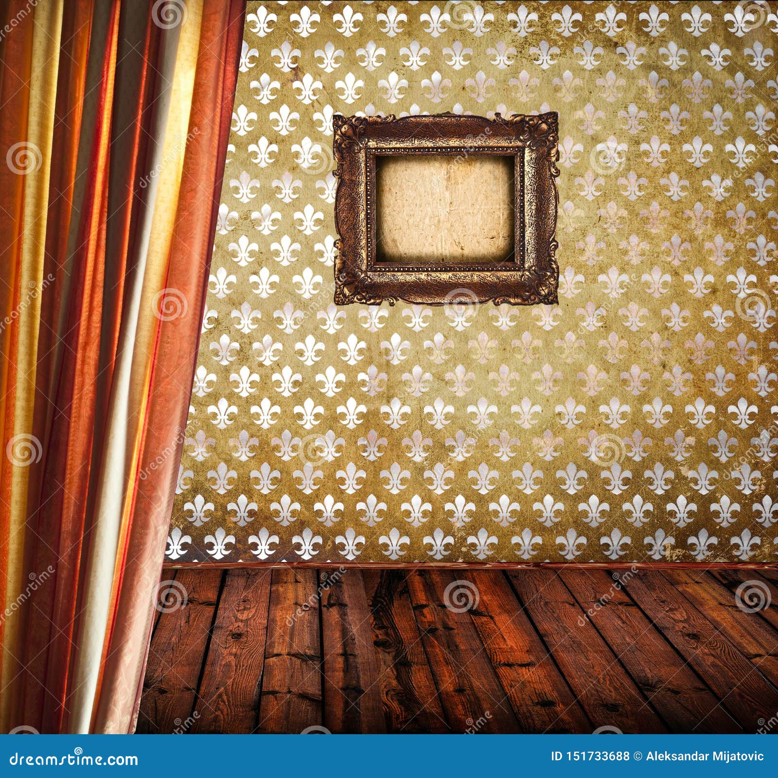 Interior of Empty Antique Room Stock Photo - Image of damask, aged ...