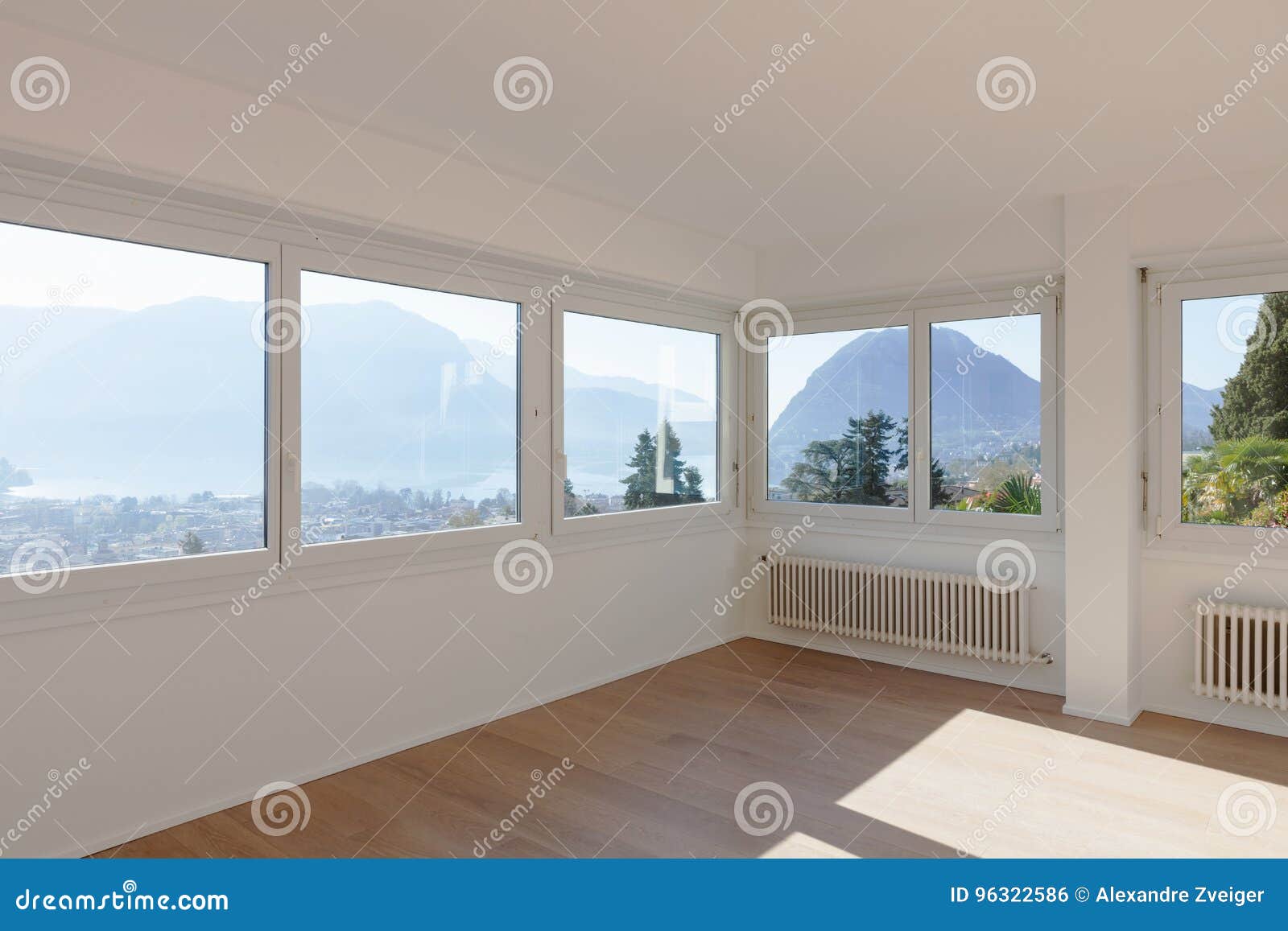 Interior of Empty Apartment. Stock Photo - Image of wood, mountain ...
