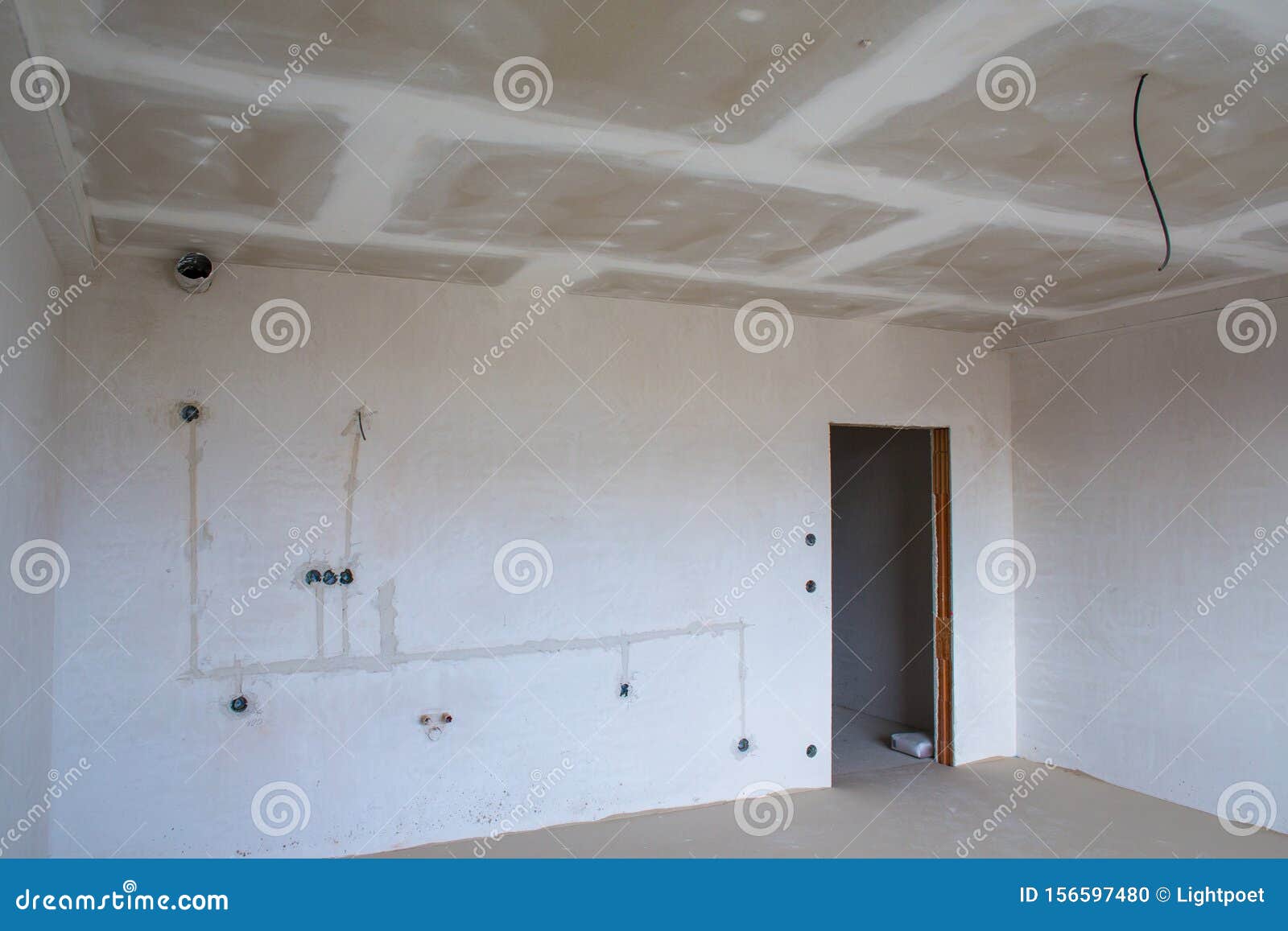 Interior Empty Apartment Room in a New Building Renovation Stock Photo ...