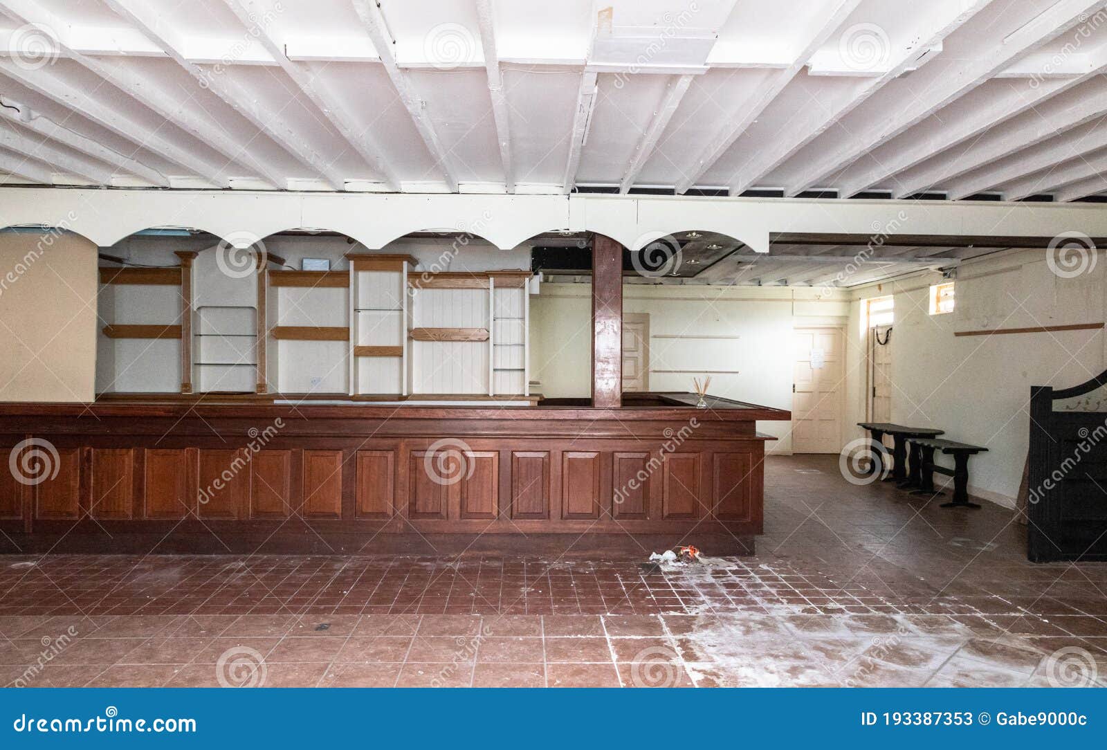 Interior of empty bar stock image. Image of indoor, virus - 193387353