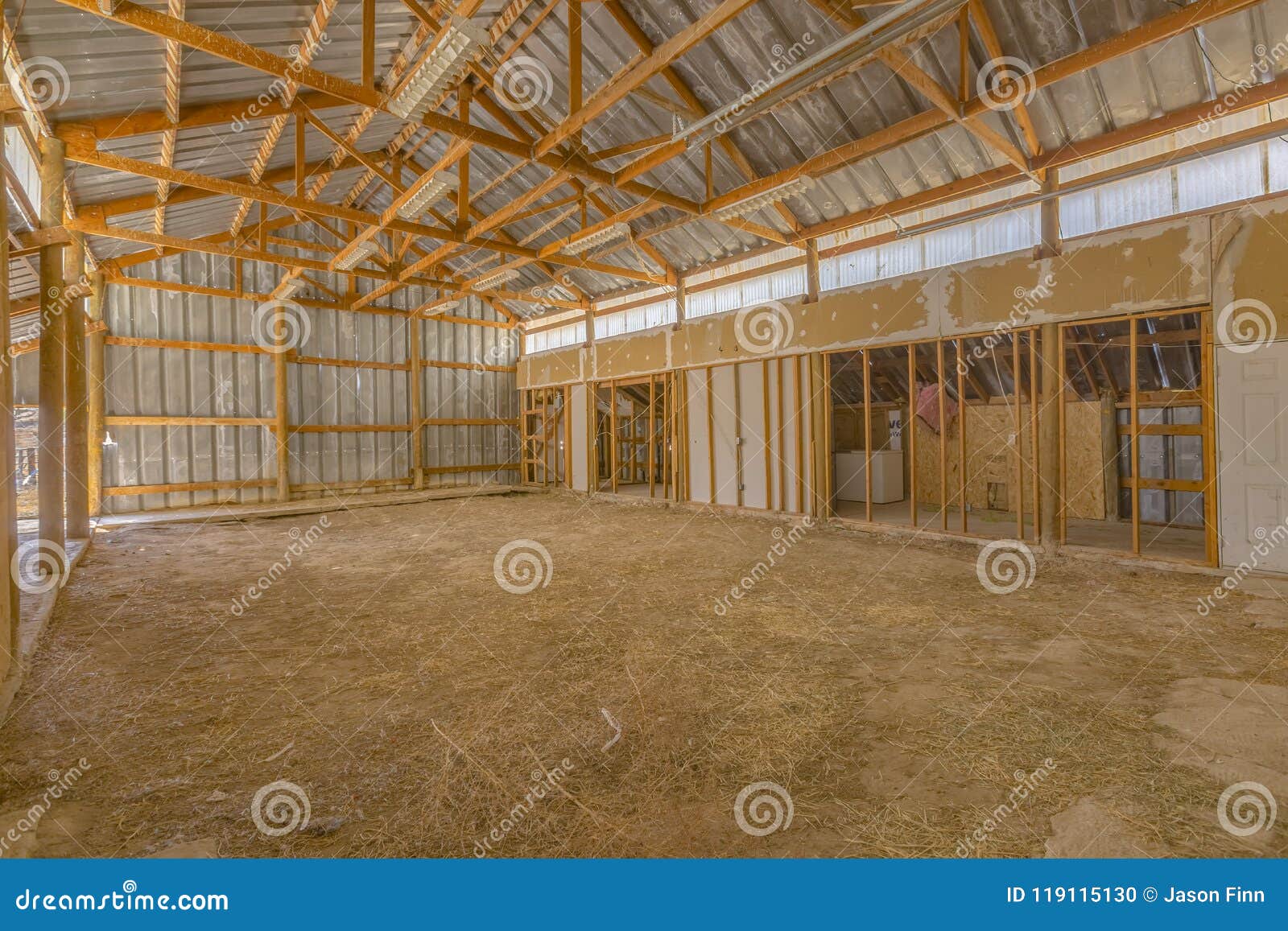 Interior of Empty Barn Wooden Beams Stock Photo - Image of farm, indoor ...