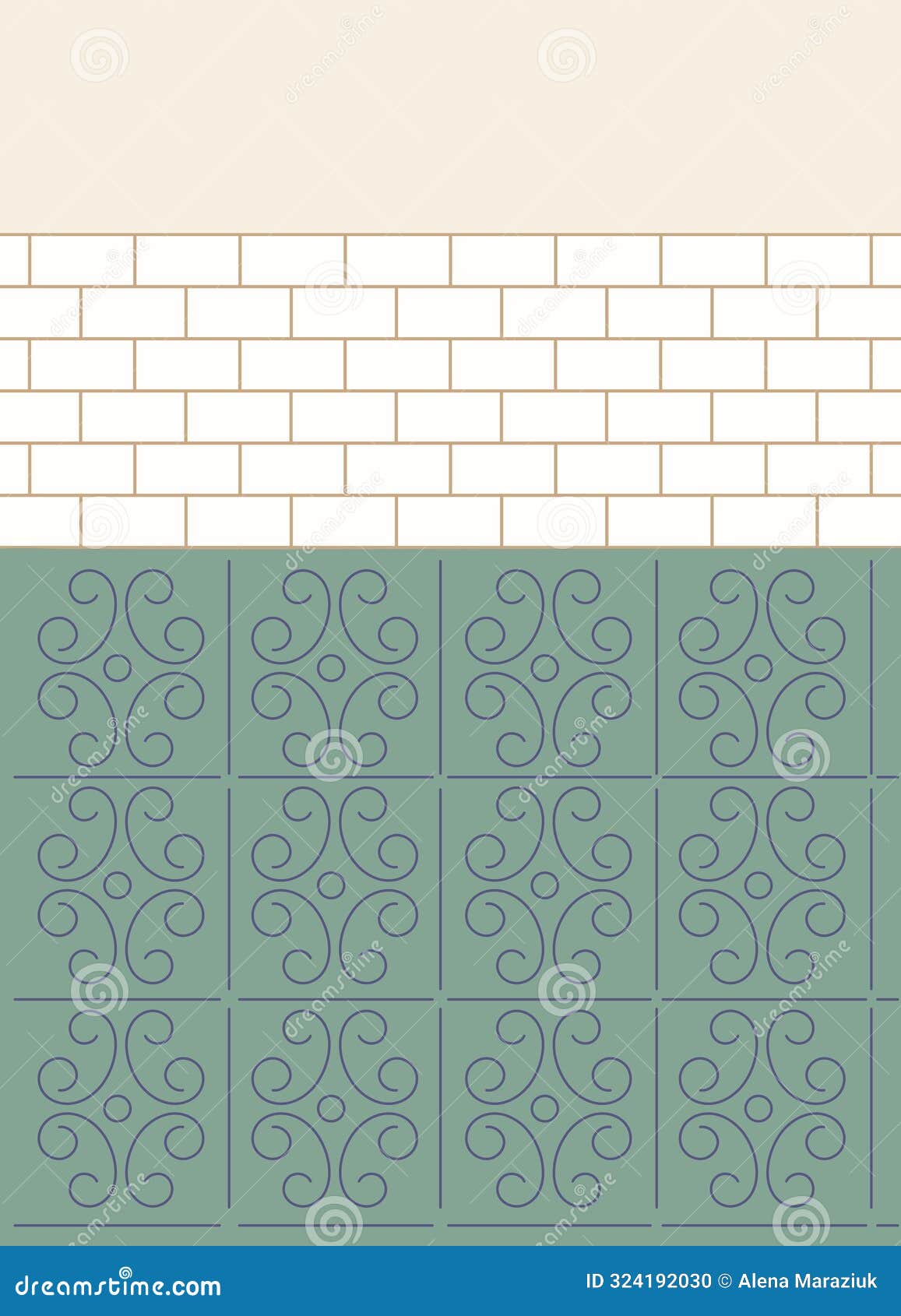 Interior of an Empty Bathroom with Tiles on the Floor and Walls. Vector ...