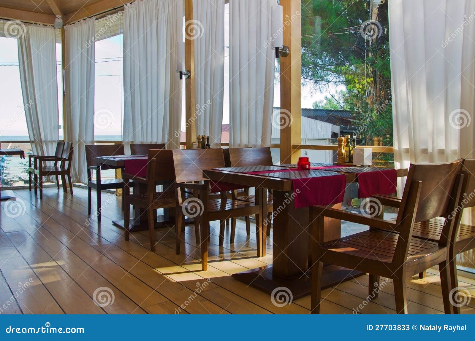 Interior of empty cafe stock image. Image of brown, table - 27703833