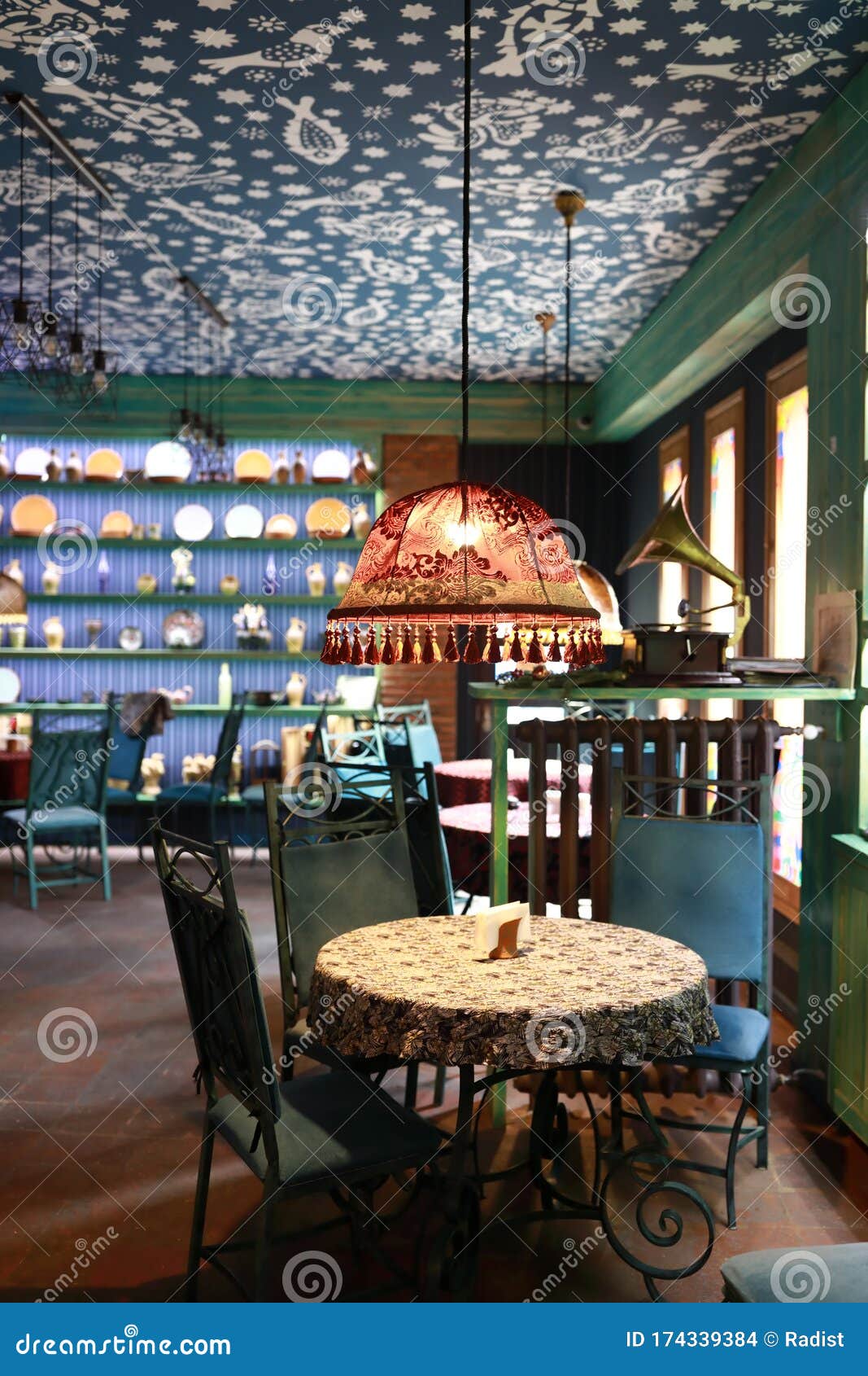 Interior of empty cafe stock photo. Image of lifestyle - 174339384
