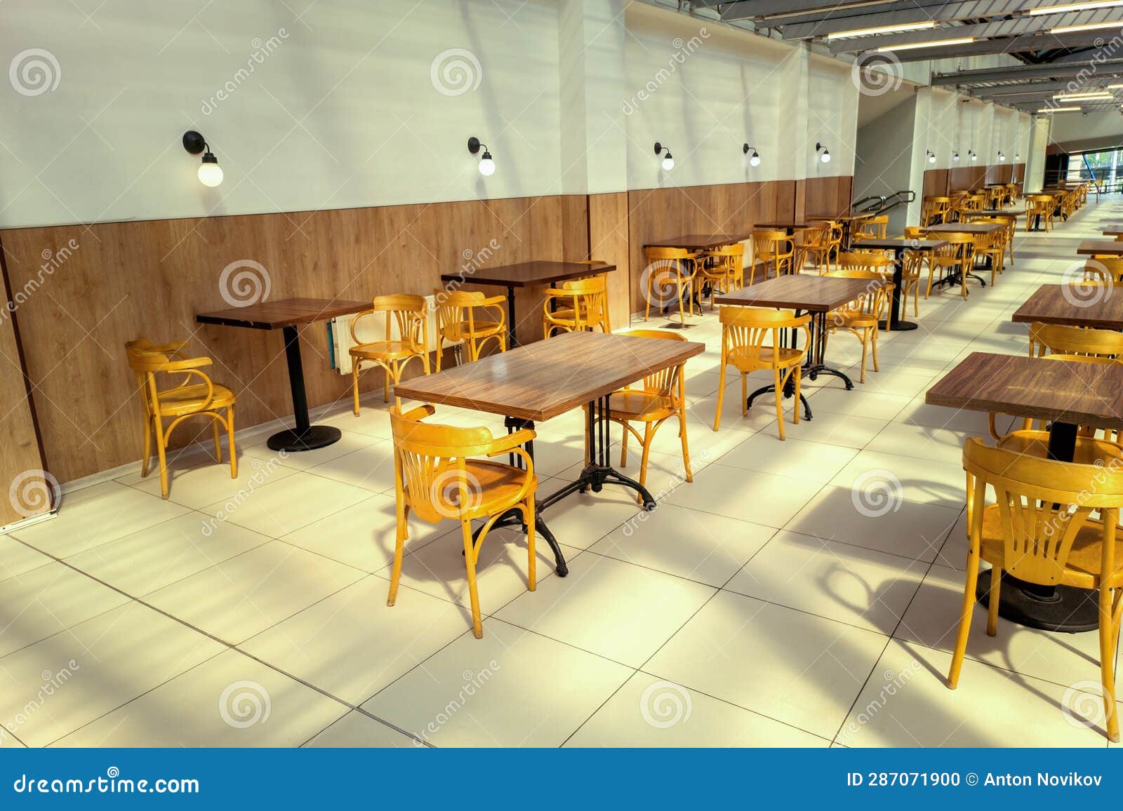 The Interior of an Empty Cafe in Sunlight Editorial Image - Image of ...