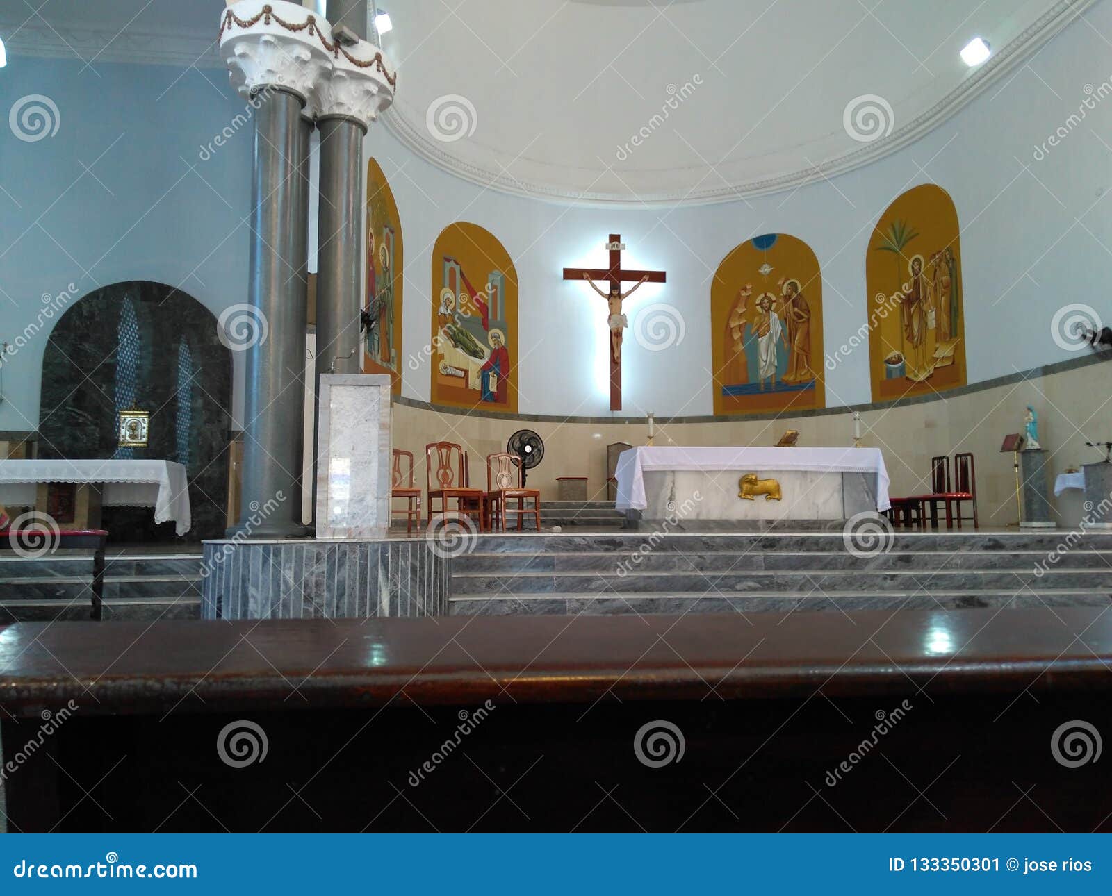 Cross stock image. Image of empty, cross, interior, catholic - 133350301