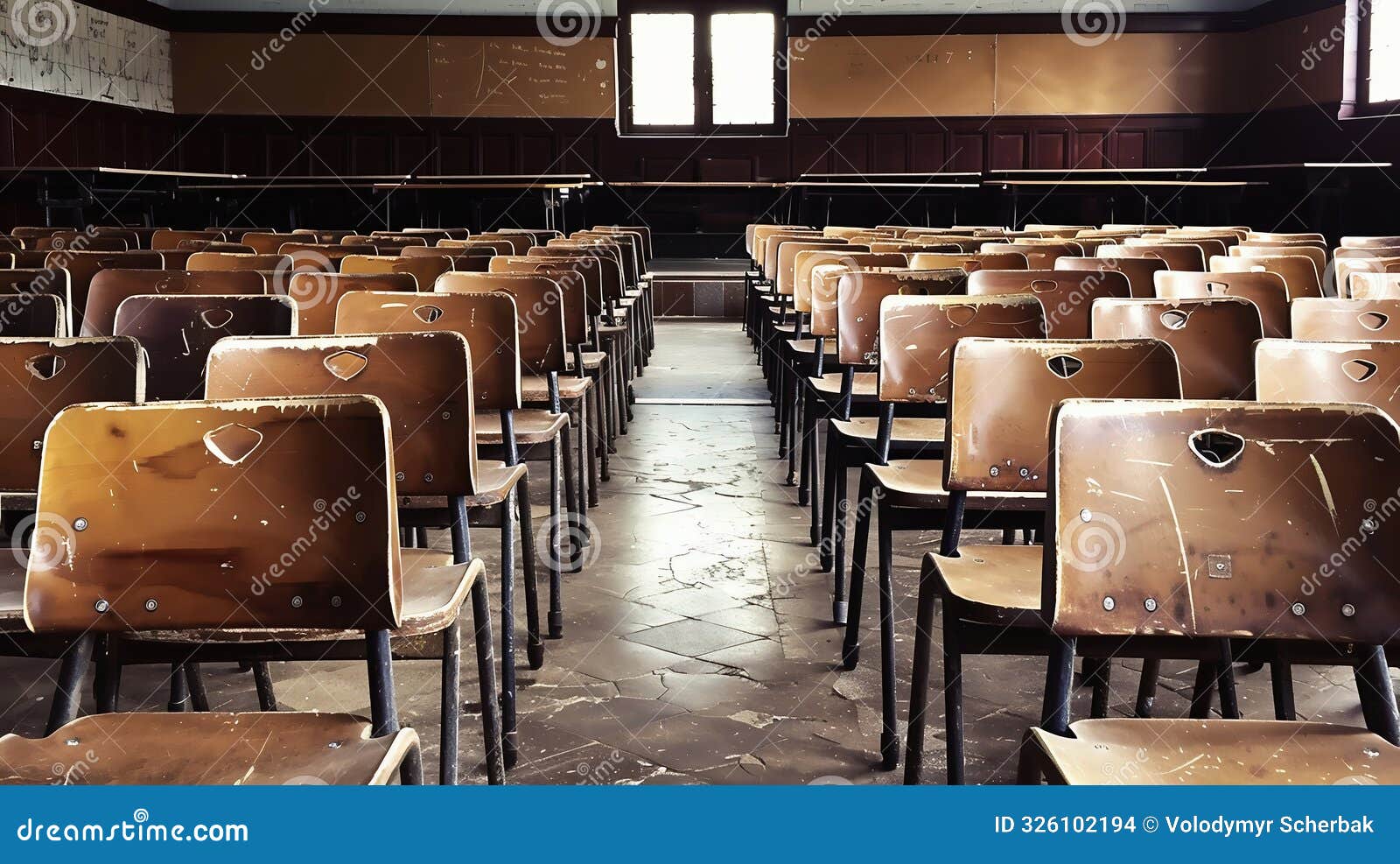 The Interior of an Empty Classroom in a School in a Poor District Stock ...