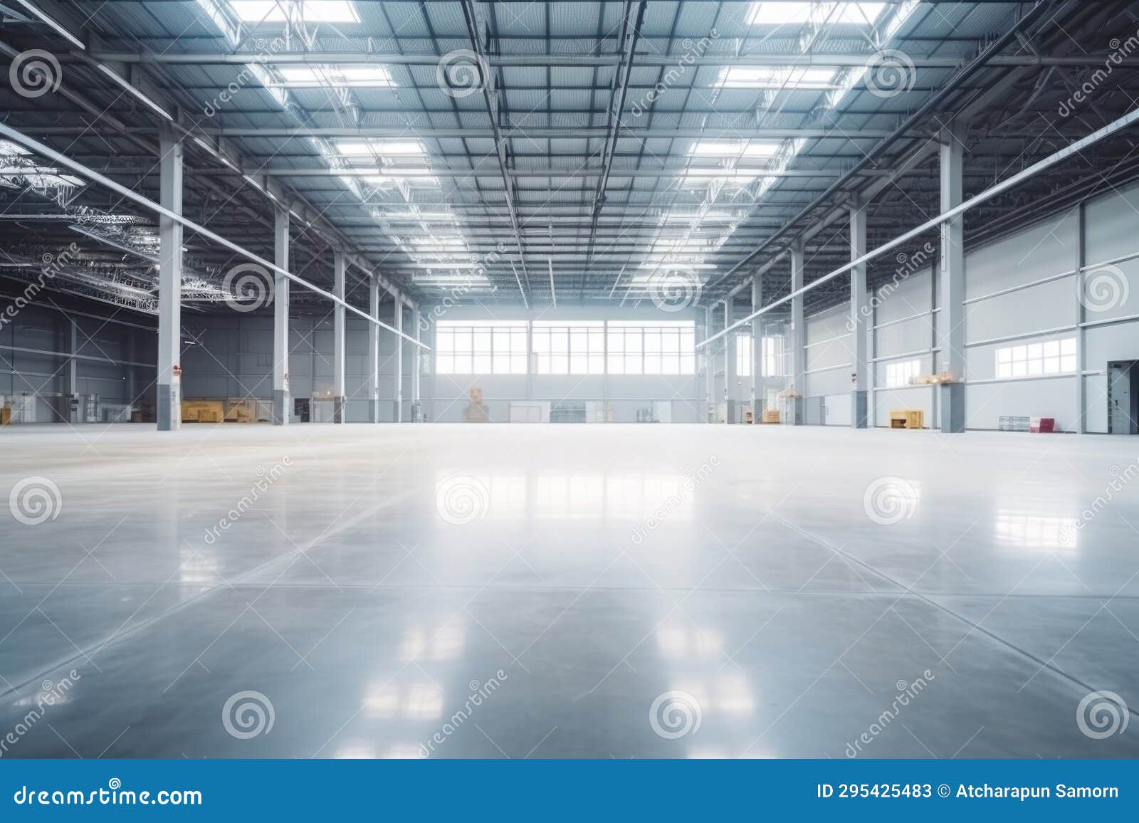 Interior of Empty and Clean Modern Warehouse Stock Image - Image of ...