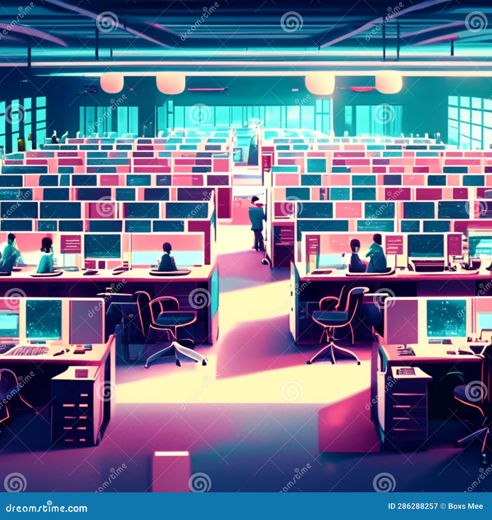 Interior of Empty Computer Room. 3d Render, 3d Illustration Stock ...