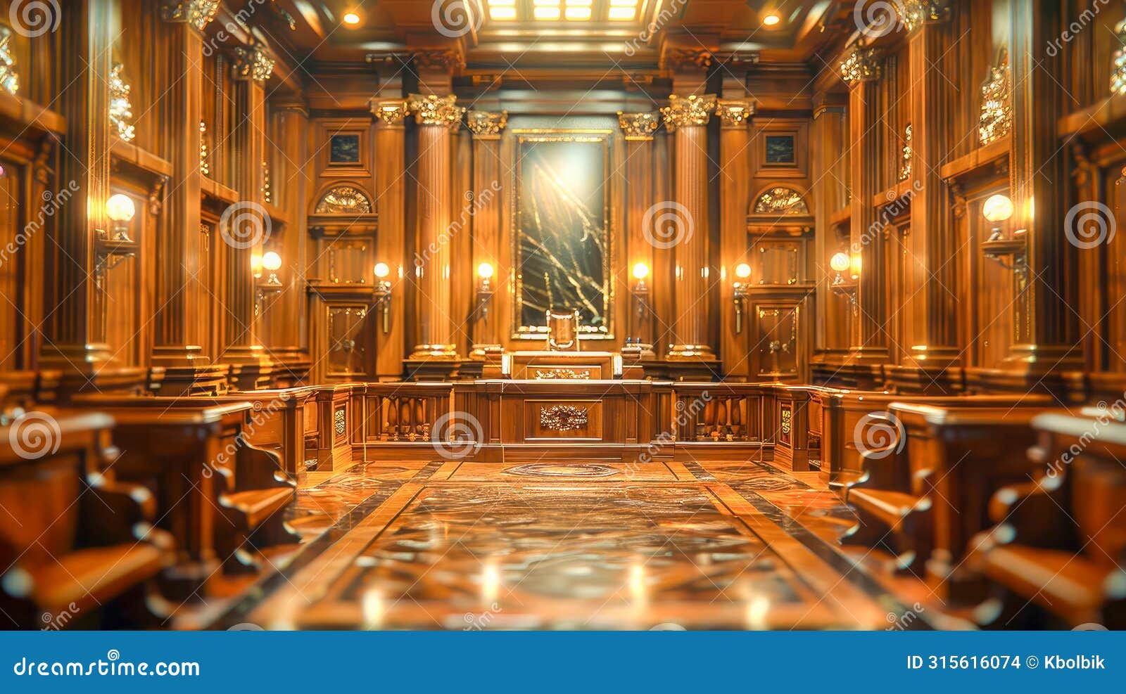 Interior of an Empty Courtroom, Low and Order Concept Stock ...