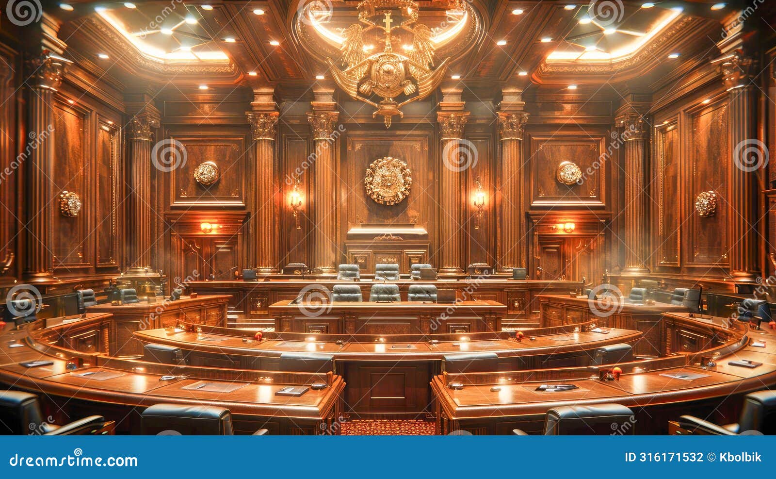 Interior of an Empty Courtroom, Low and Order Concept Stock ...
