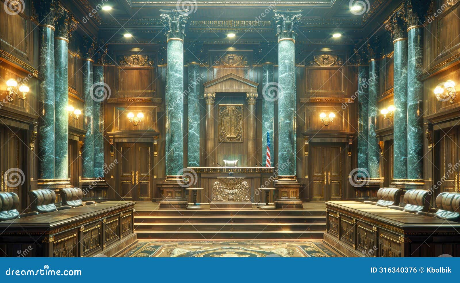 Interior of an Empty Courtroom, Low and Order Concept Stock ...