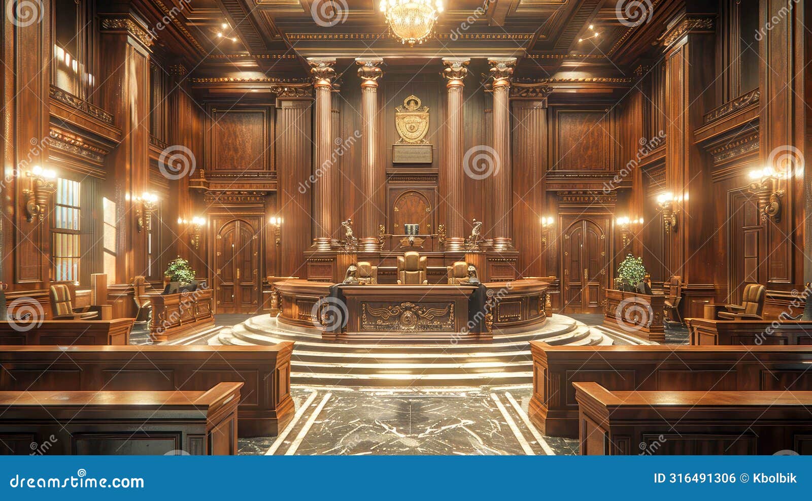 Interior of an Empty Courtroom, Low and Order Concept Stock ...