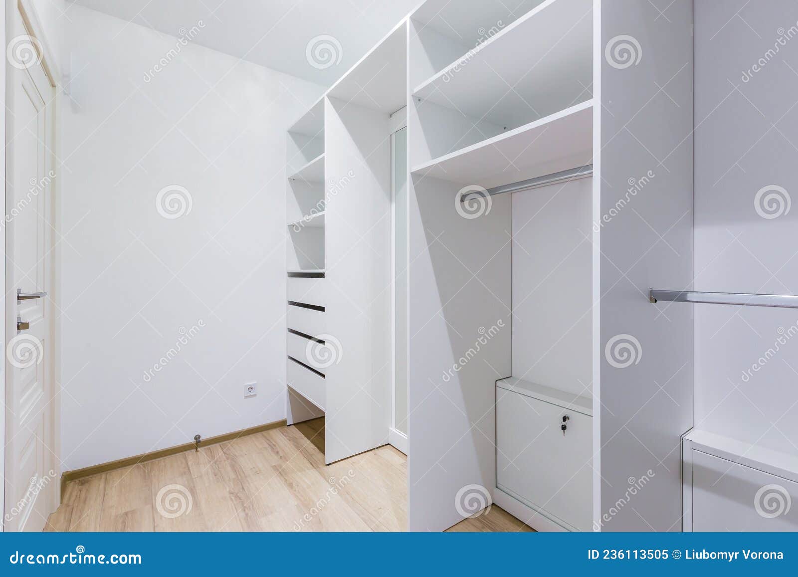 The Interior of an Empty Dressing Room is a Lot of White Shelves Stock ...