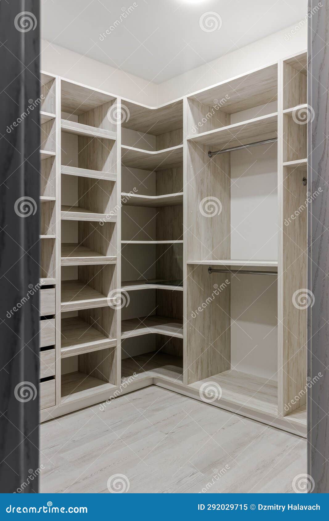 The Interior of an Empty Dressing Room is a Lot of White Shelves Stock ...