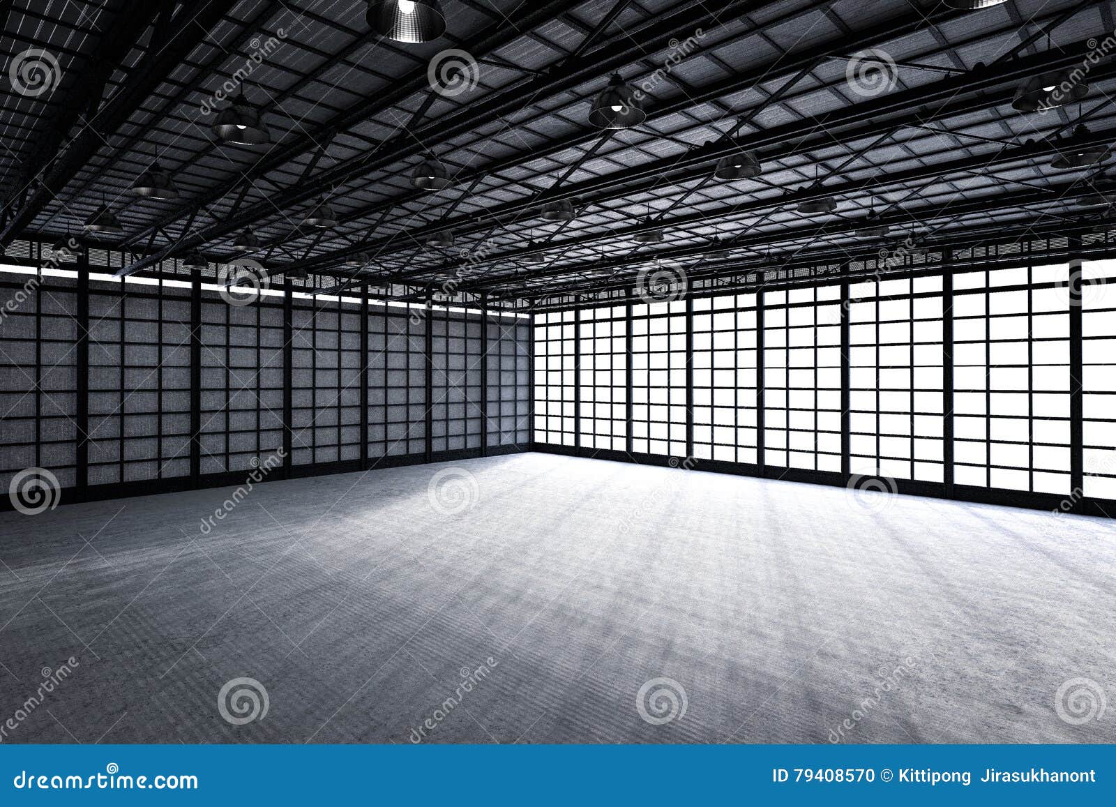Interior empty factory stock photo. Image of garage, ceiling - 79408570