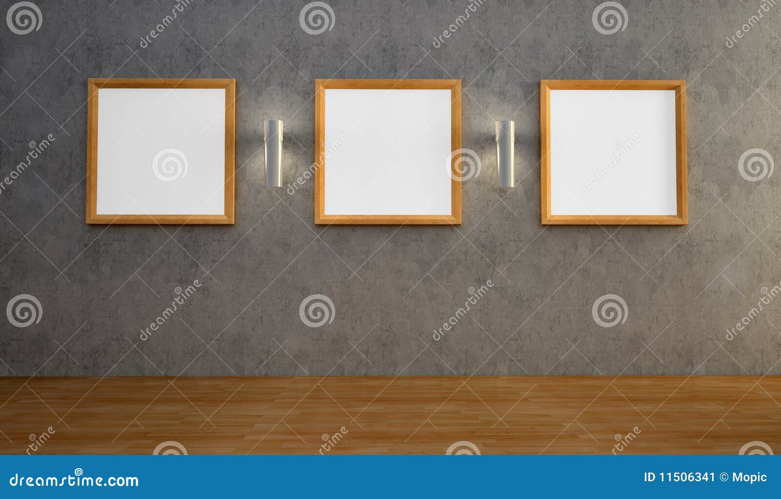 Interior with Empty Frames on a Wall Stock Illustration - Illustration ...