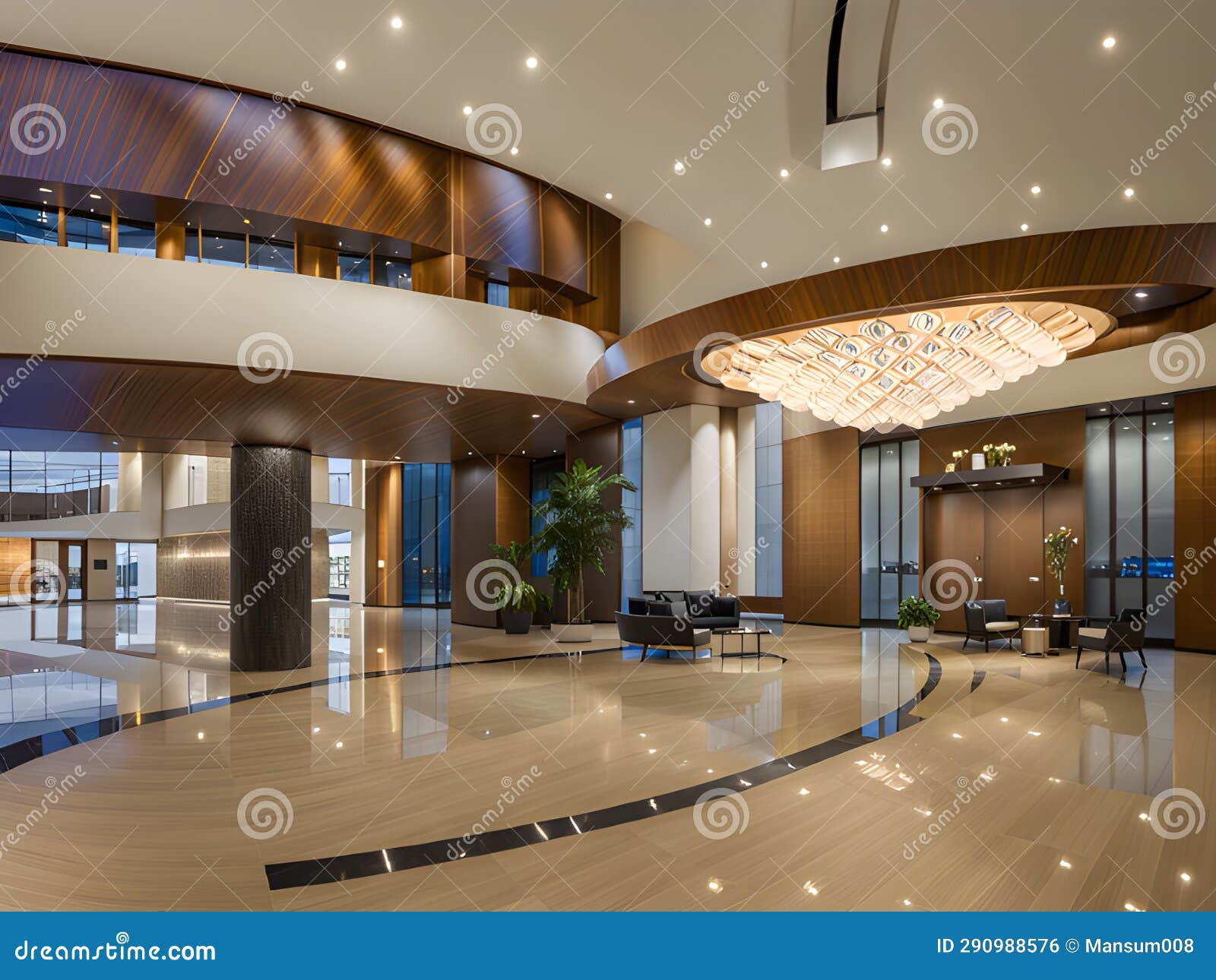 Interior of an Empty Hotel with a Glass Ceiling, Large Reception Stock ...