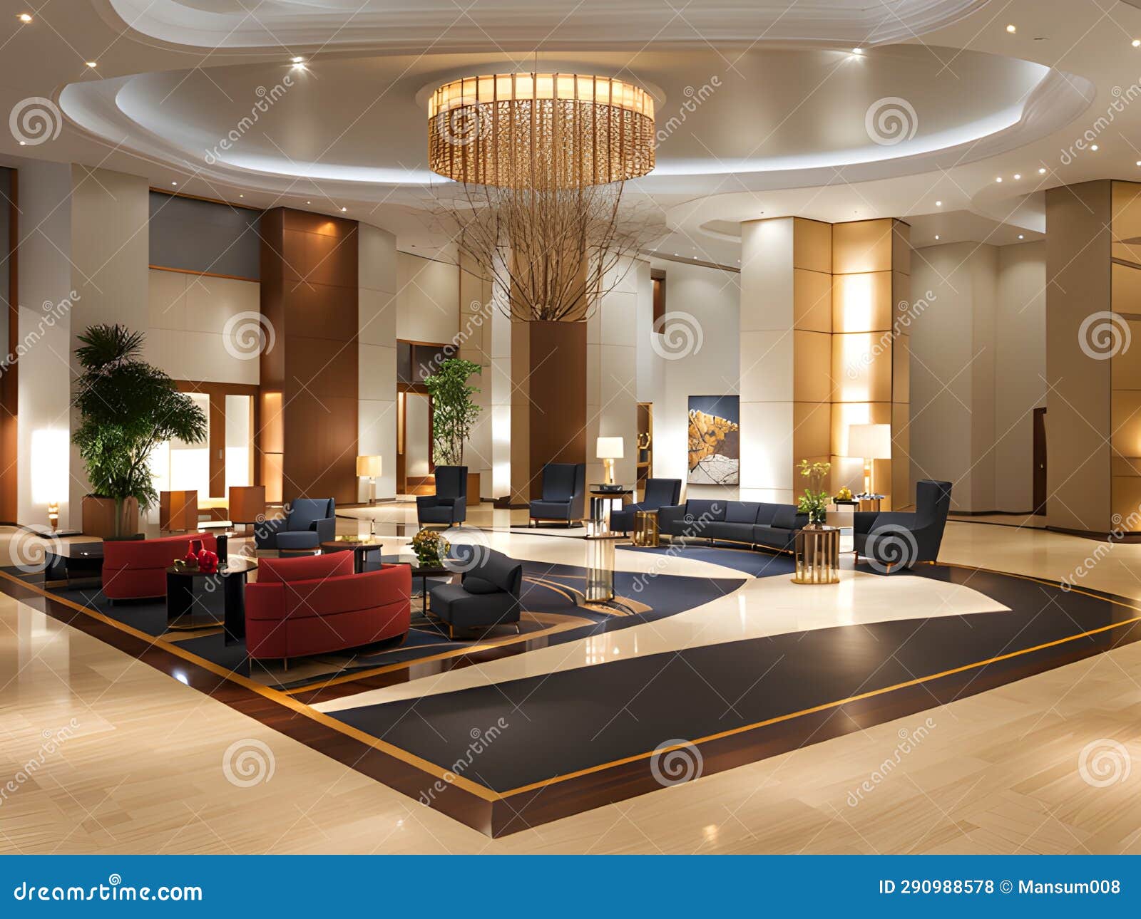 Interior of an Empty Hotel with a Glass Ceiling, Large Reception Stock ...