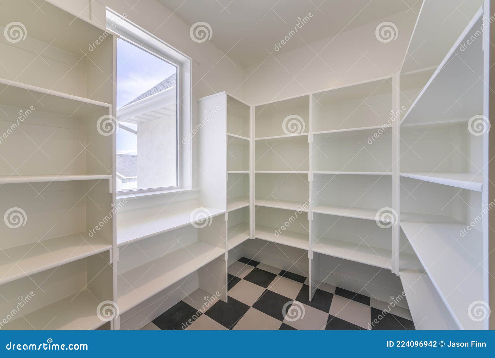 Empty Pantry Illuminated Room With Empty Shelves Royalty-Free Stock ...