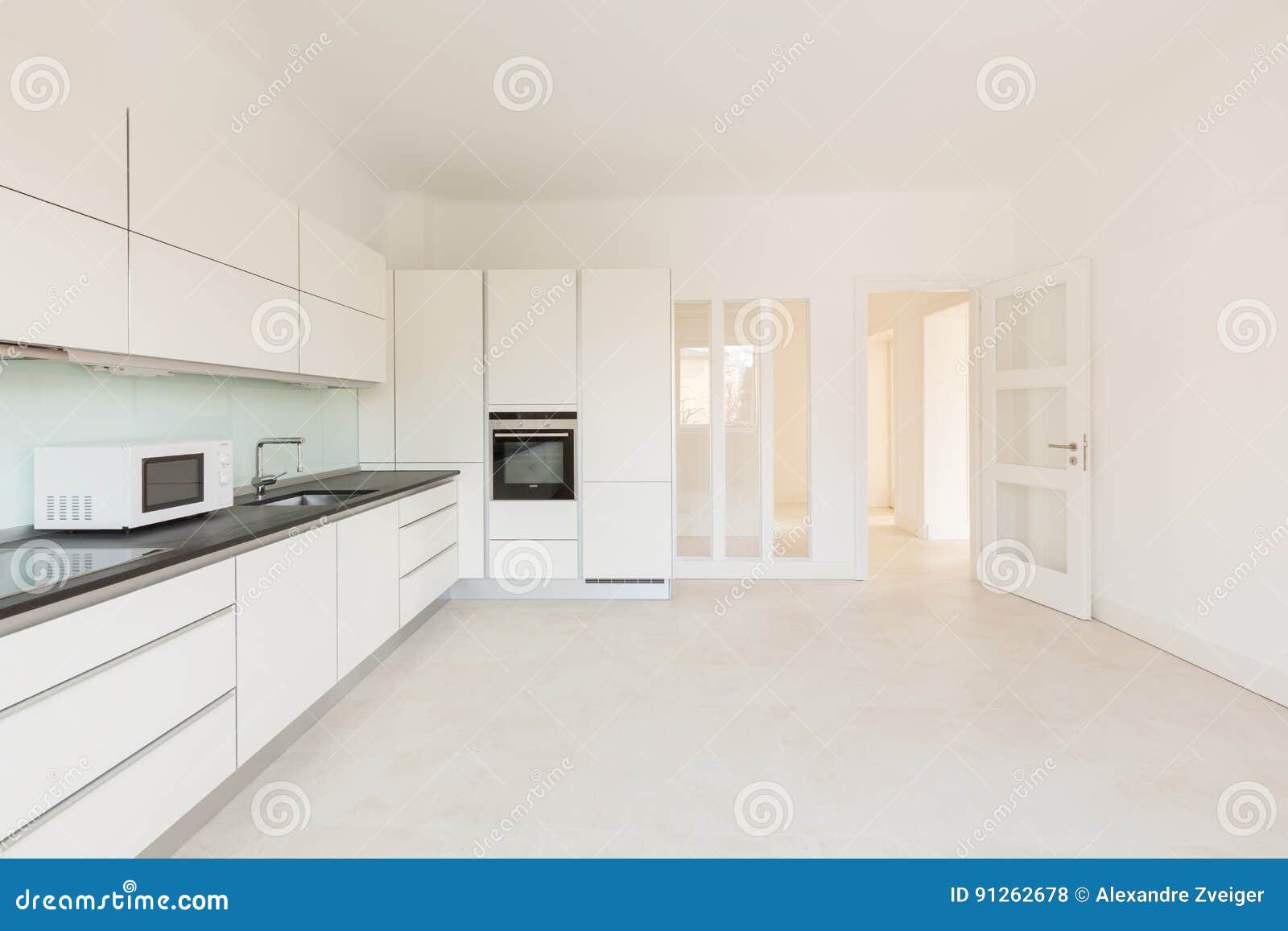 Interior of empty kitchen stock photo. Image of design - 91262678
