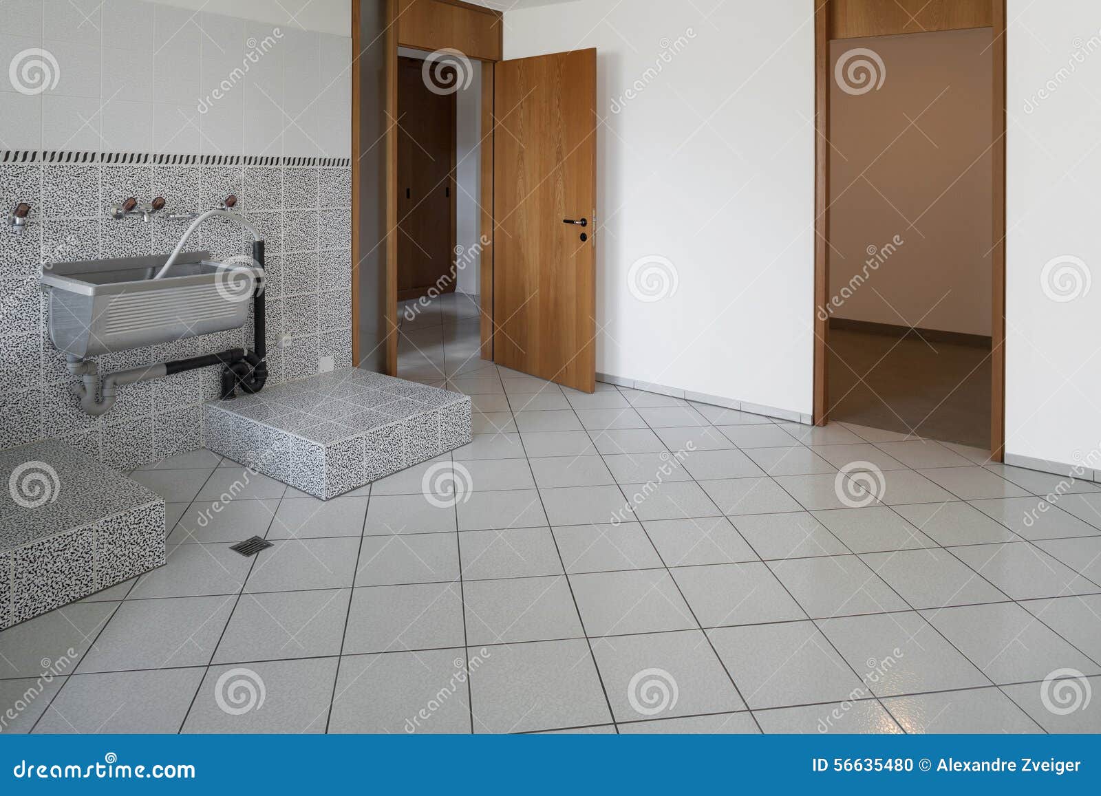 Empty Laundry Room With Water Connections Empty Room Stock Image ...