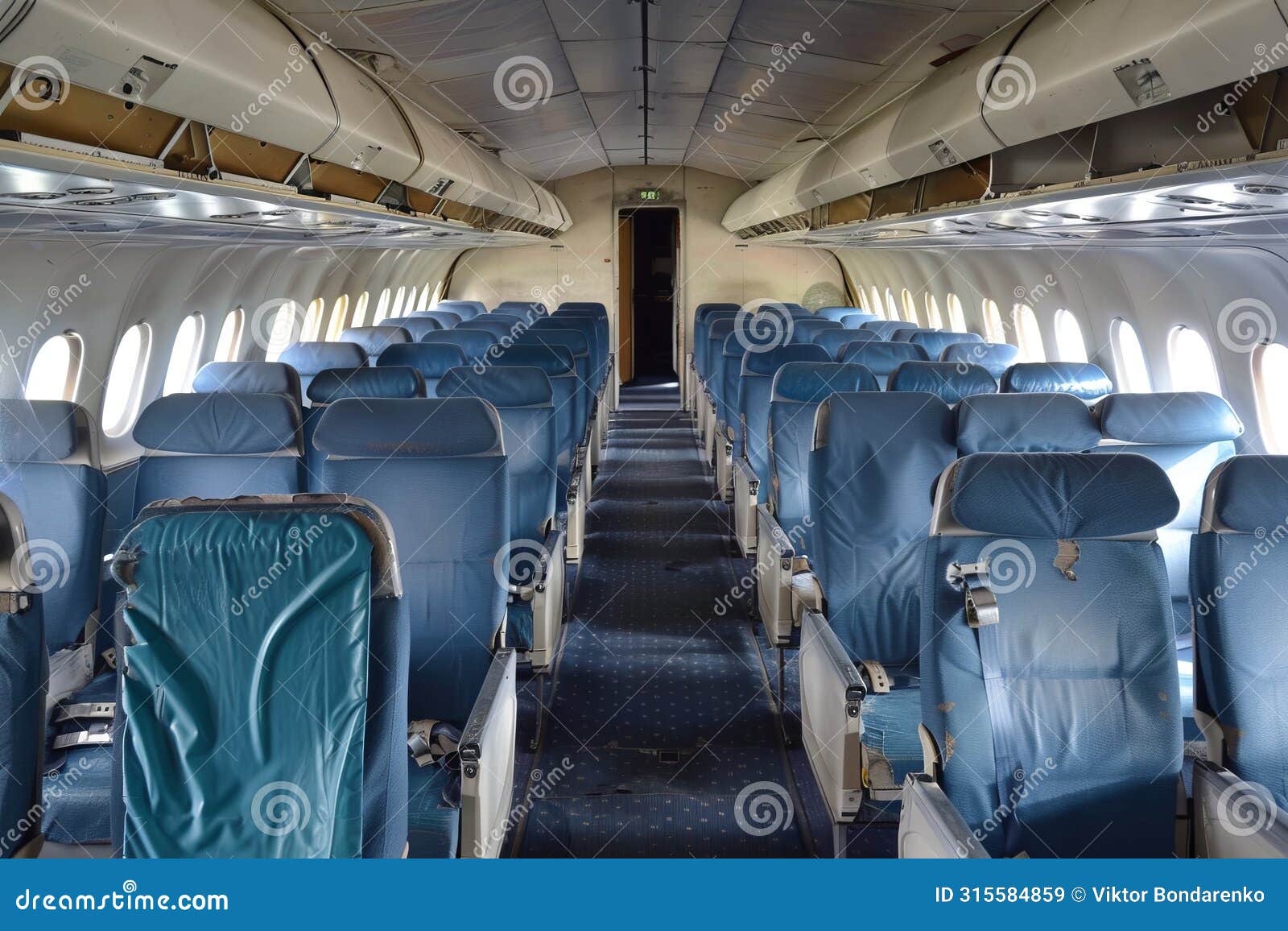 Interior of an Empty Passenger Plane Stock Image - Image of blue ...
