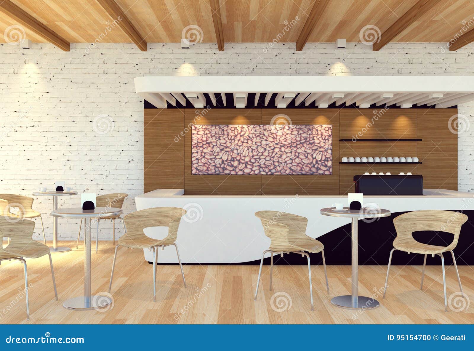 Interior of Empty Modern Coffee Shop Stock Photo - Image of business ...