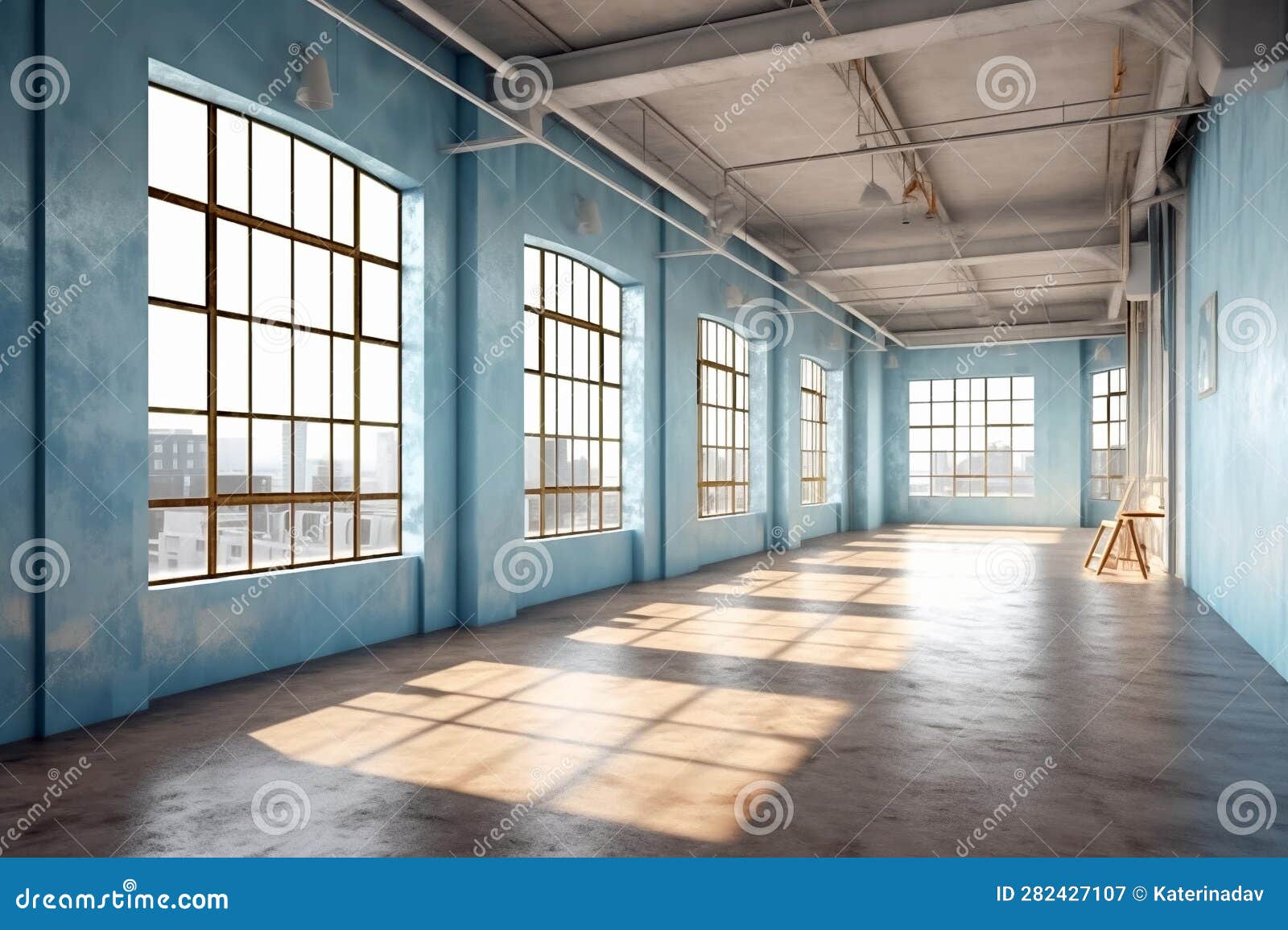 Interior of Empty Modern Exhibition Hall with Large Windows and ...