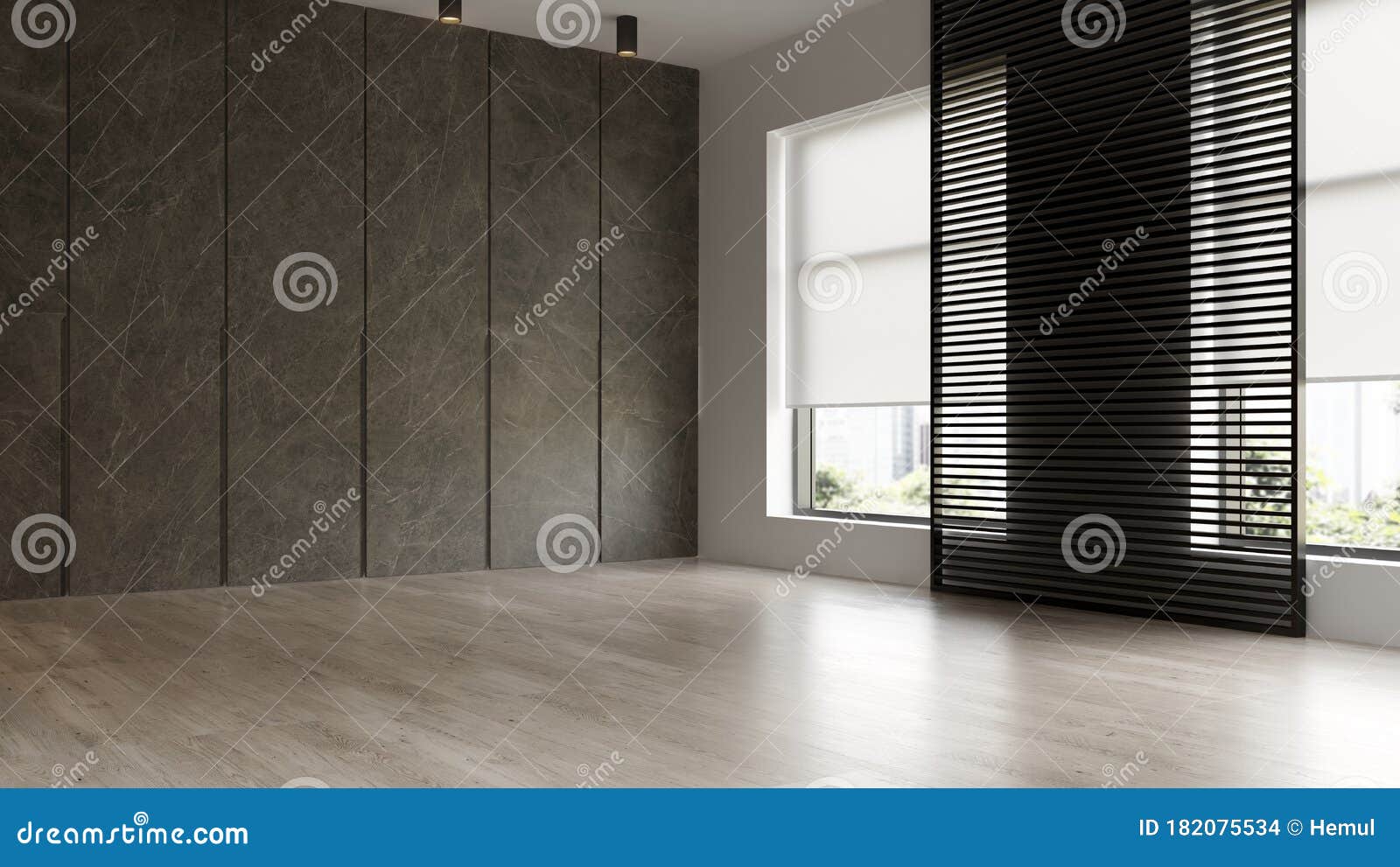 Interior of Empty Modern Living Room 3D Rendering Stock Illustration ...