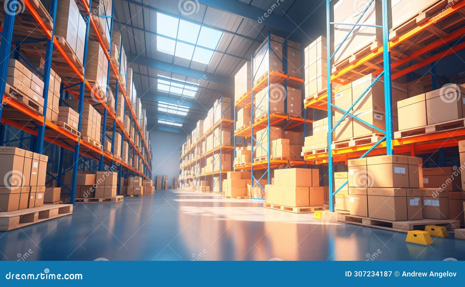 Interior of an Empty Modern Logistic Warehouse Storage Facility with ...